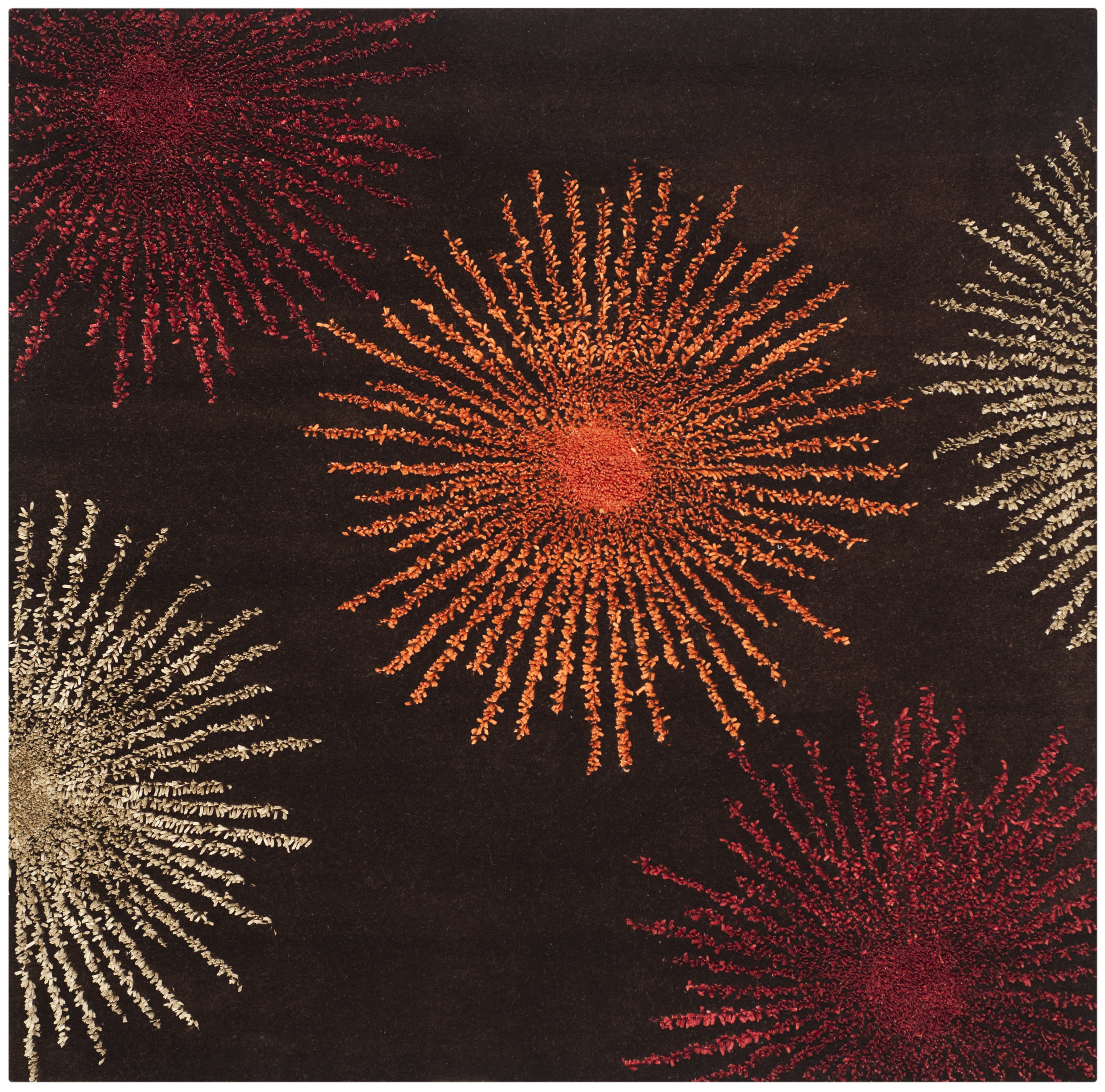 SAFAVIEH Soho Fiesta Geometric Area Rug, Brown/Multi, 8' x 8' Square ...