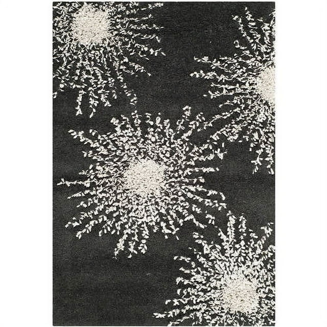 SAFAVIEH Soho Fiesta Celebration Wool Area Rug, Charcoal/Ivory, 5' x 8 ...