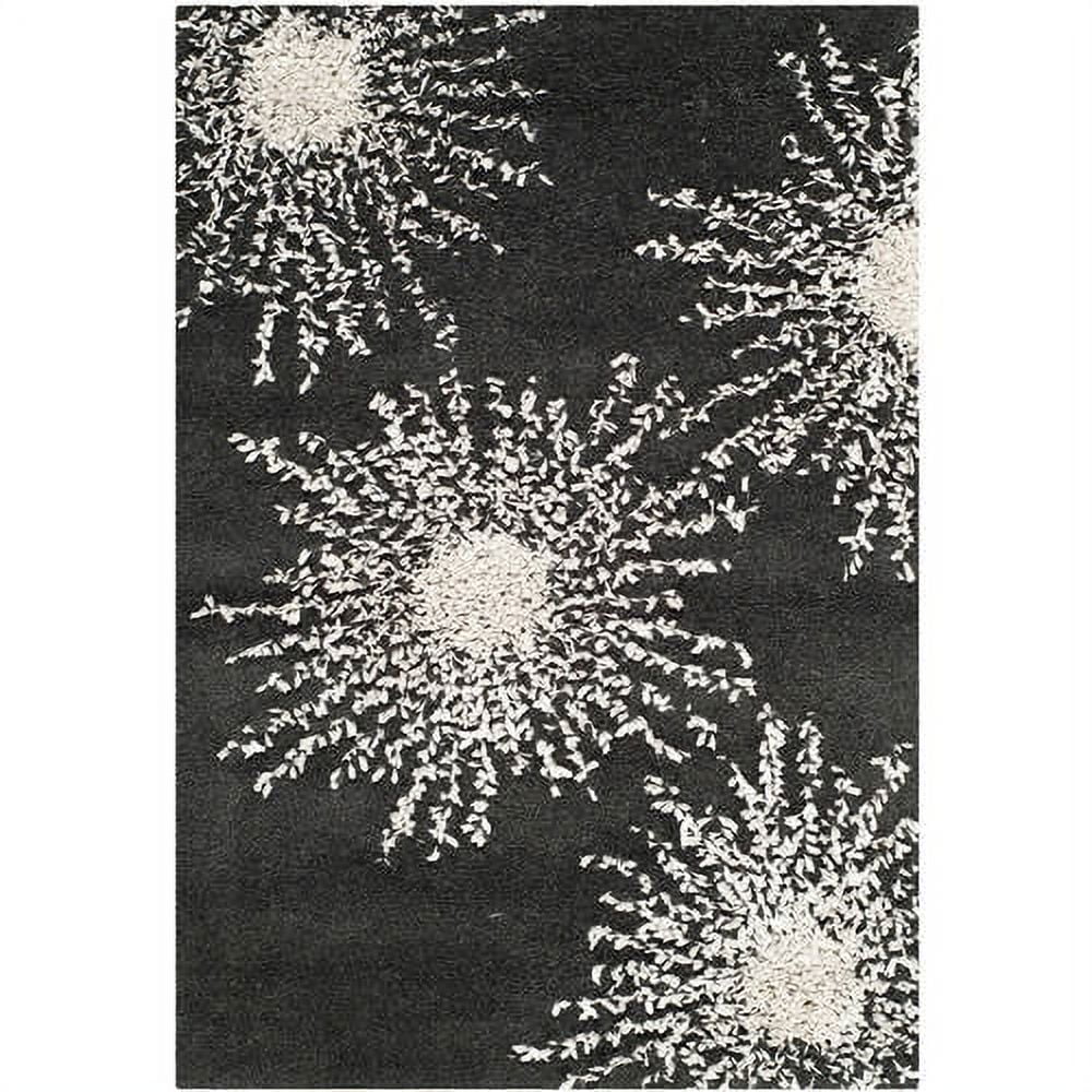 SAFAVIEH Soho Fiesta Celebration Wool Area Rug, Charcoal/Ivory, 6' x 6 ...