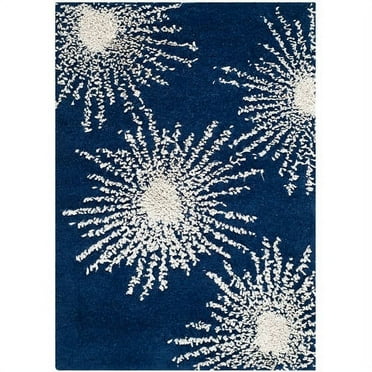 SAFAVIEH Soho Fiesta Celebration Wool Area Rug, Dark Blue/Ivory, 3'6" x ...