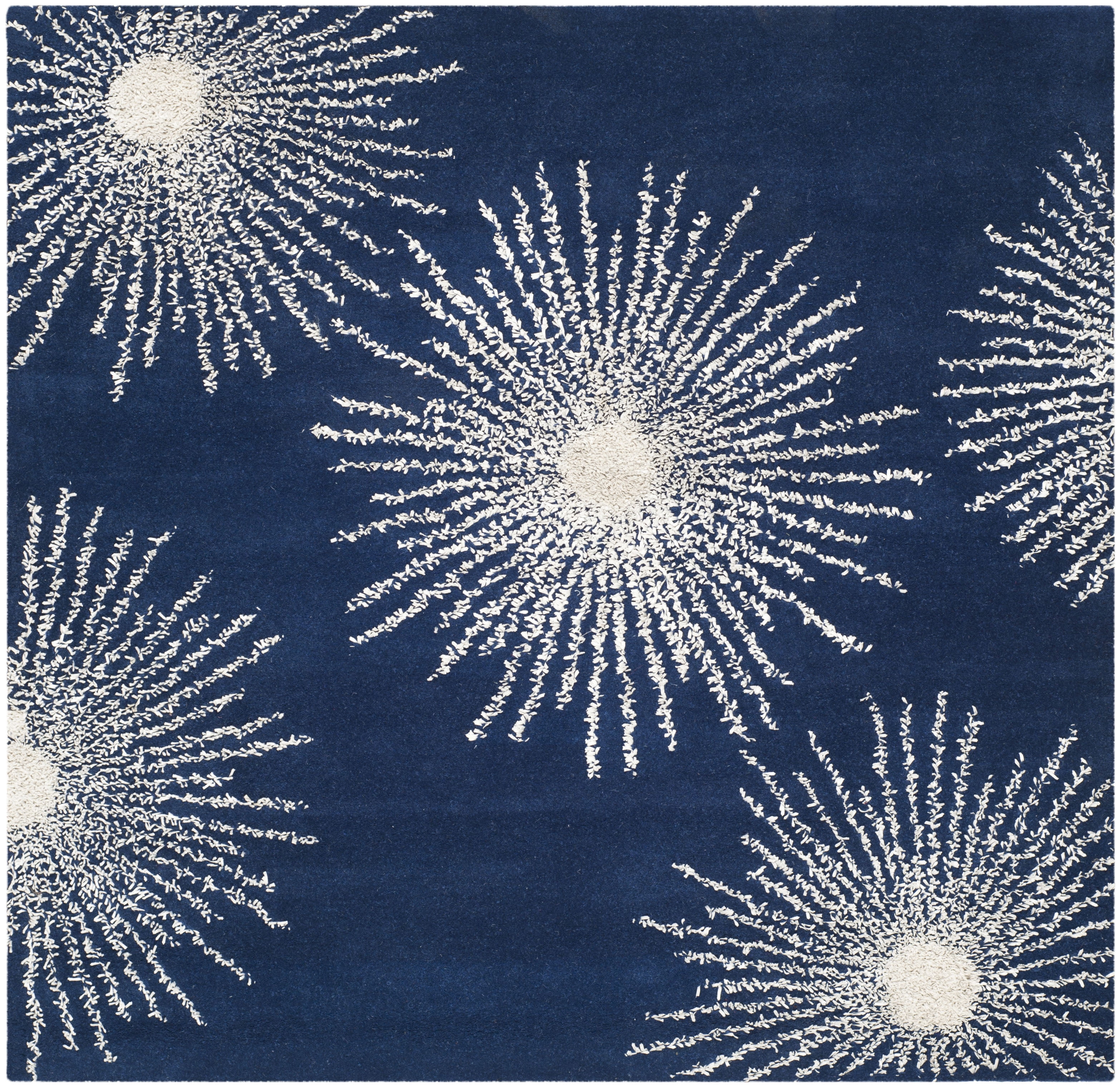 SAFAVIEH Soho Fiesta Geometric Area Rug, Dark Blue/Ivory, 8' x 8 ...