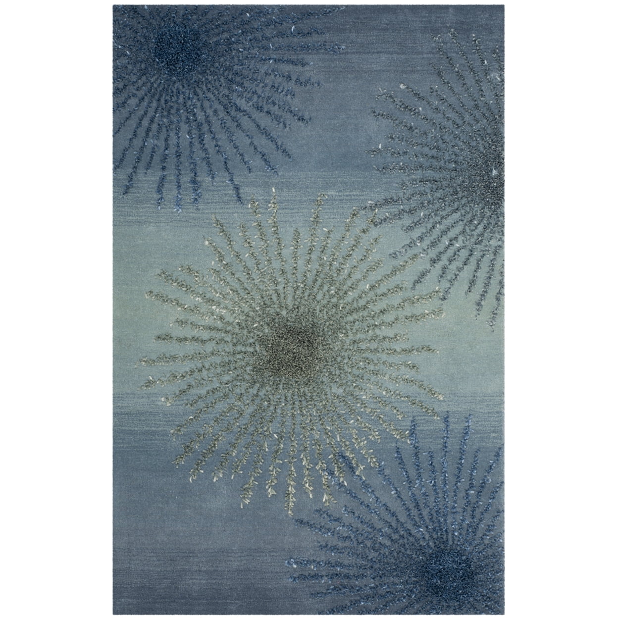 SAFAVIEH Soho Fiesta Celebration Wool Area Rug, Denim, 3'6" x 5'6 ...