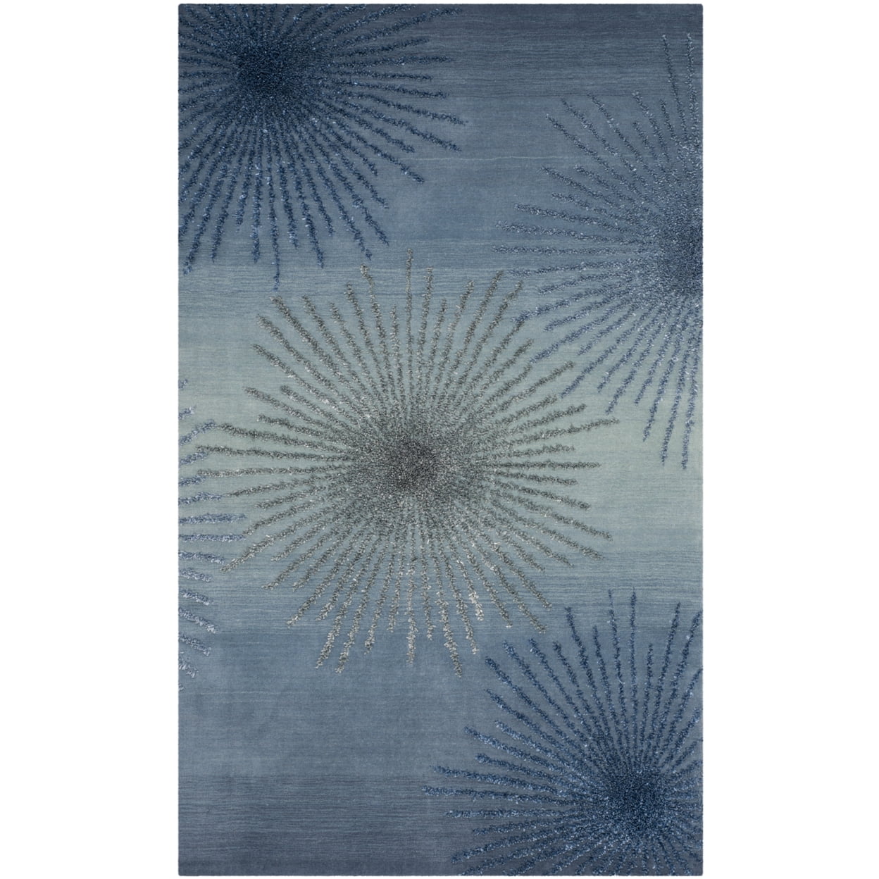 SAFAVIEH Soho Fiesta Celebration Wool Area Rug, Denim, 5' x 8 ...