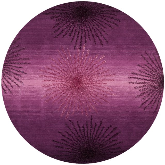 SAFAVIEH Soho Fiesta Celebration Wool Area Rug, Purple, 6' x 6' Round ...