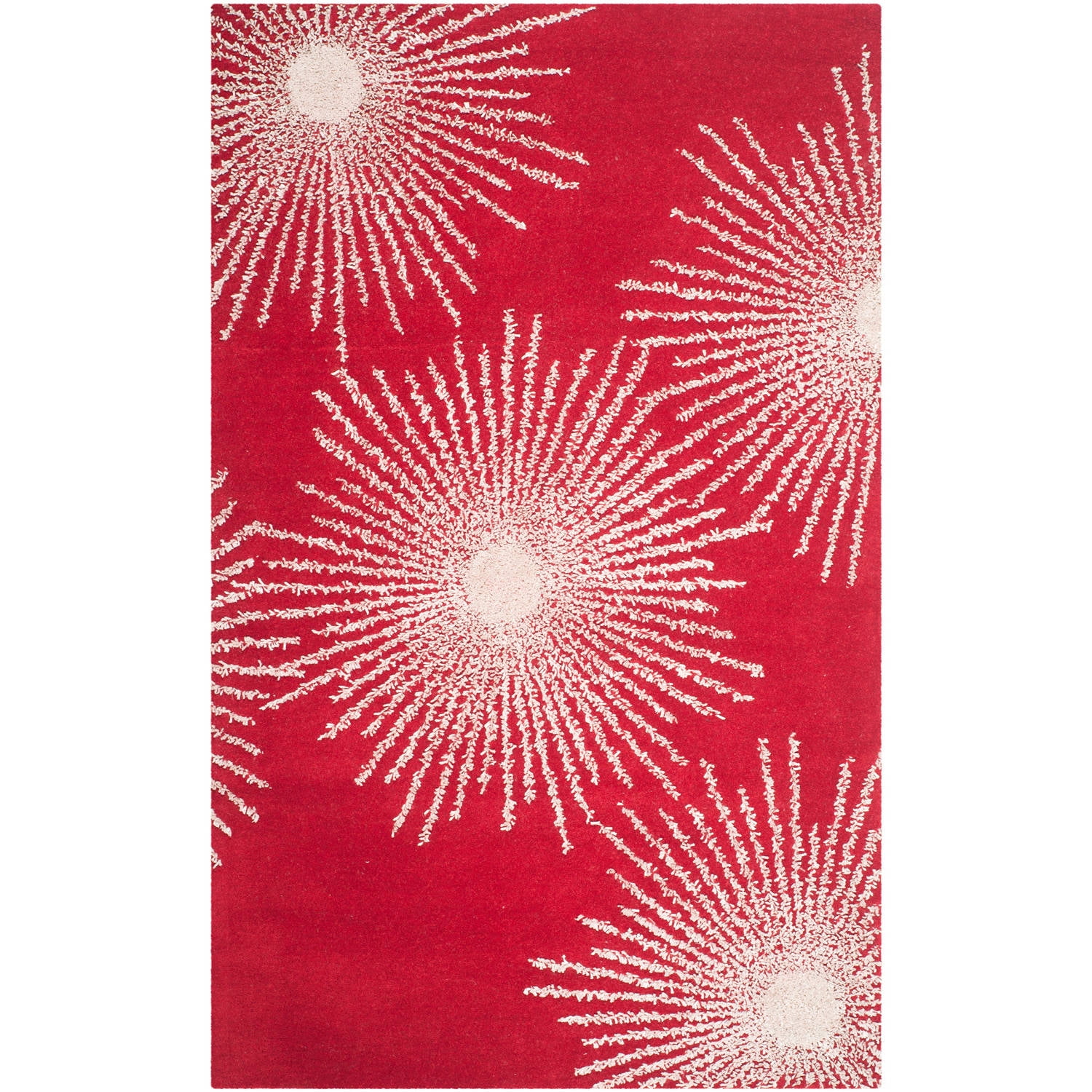 SAFAVIEH Soho Fiesta Celebration Wool Area Rug, Red/Ivory, 3'6" x 5'6 ...