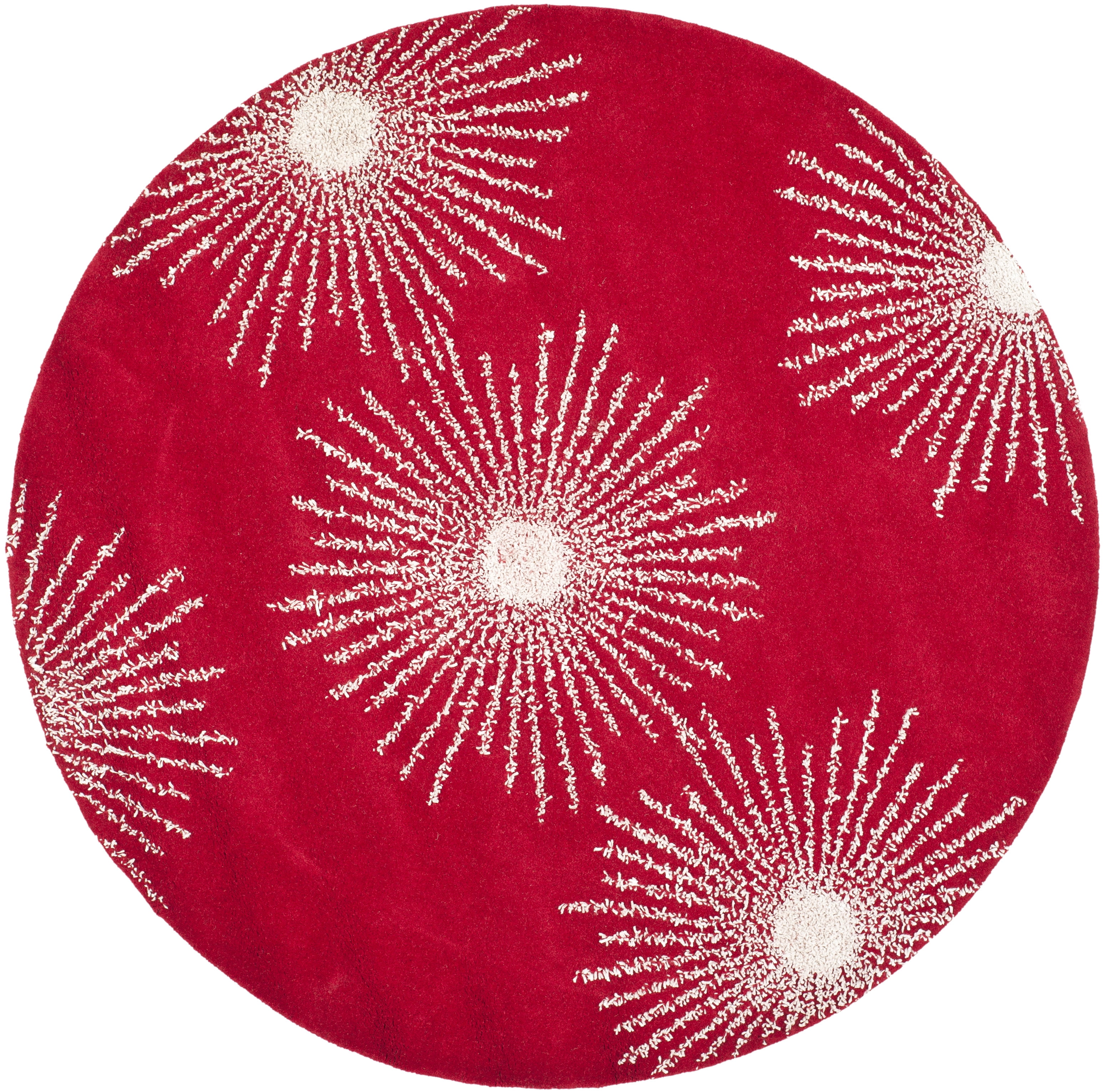SAFAVIEH Soho Fiesta Geometric Area Rug, Red/Ivory, 6' x 6' Round ...