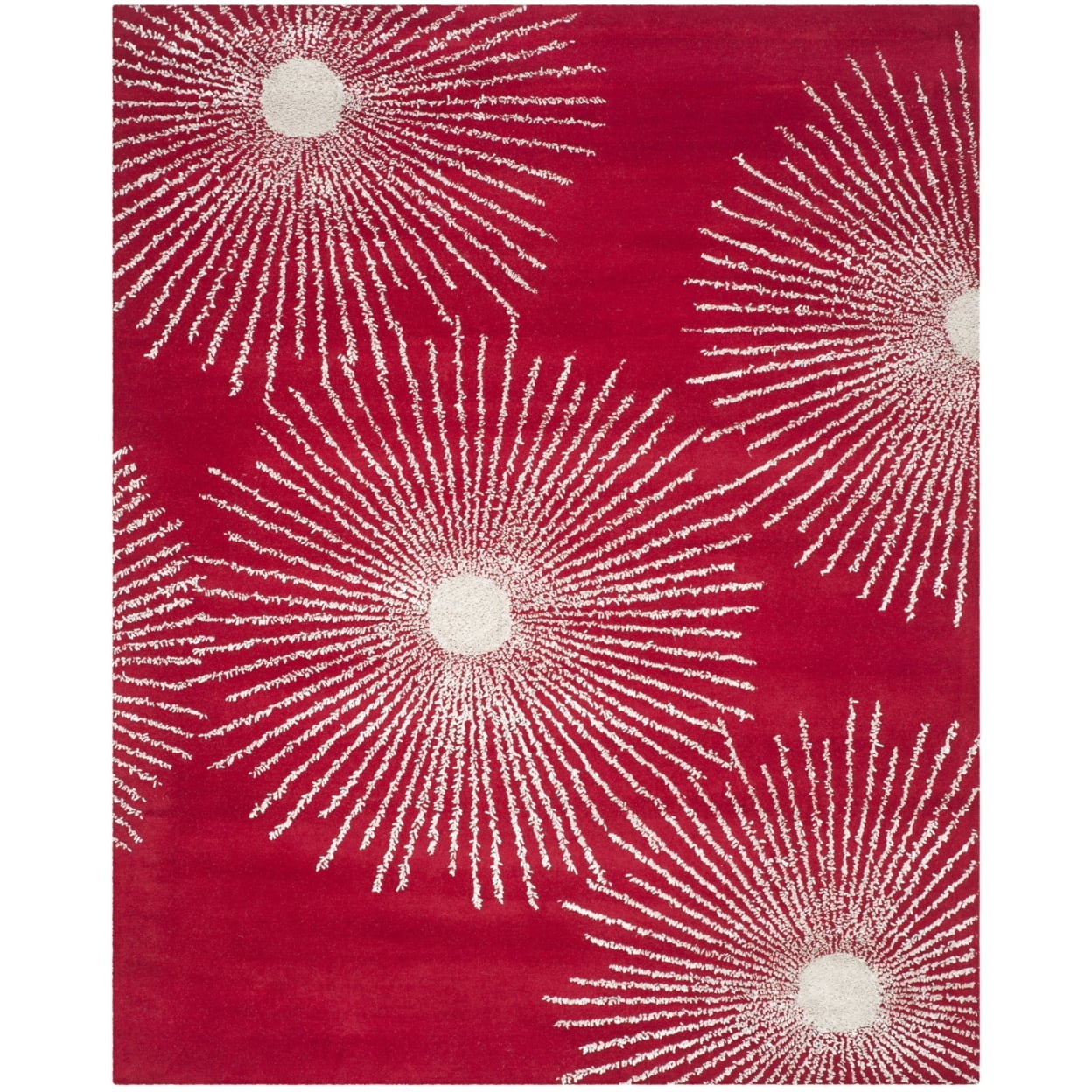SAFAVIEH Soho Fiesta Celebration Wool Area Rug, Red/Ivory, 8'3" x 11 ...