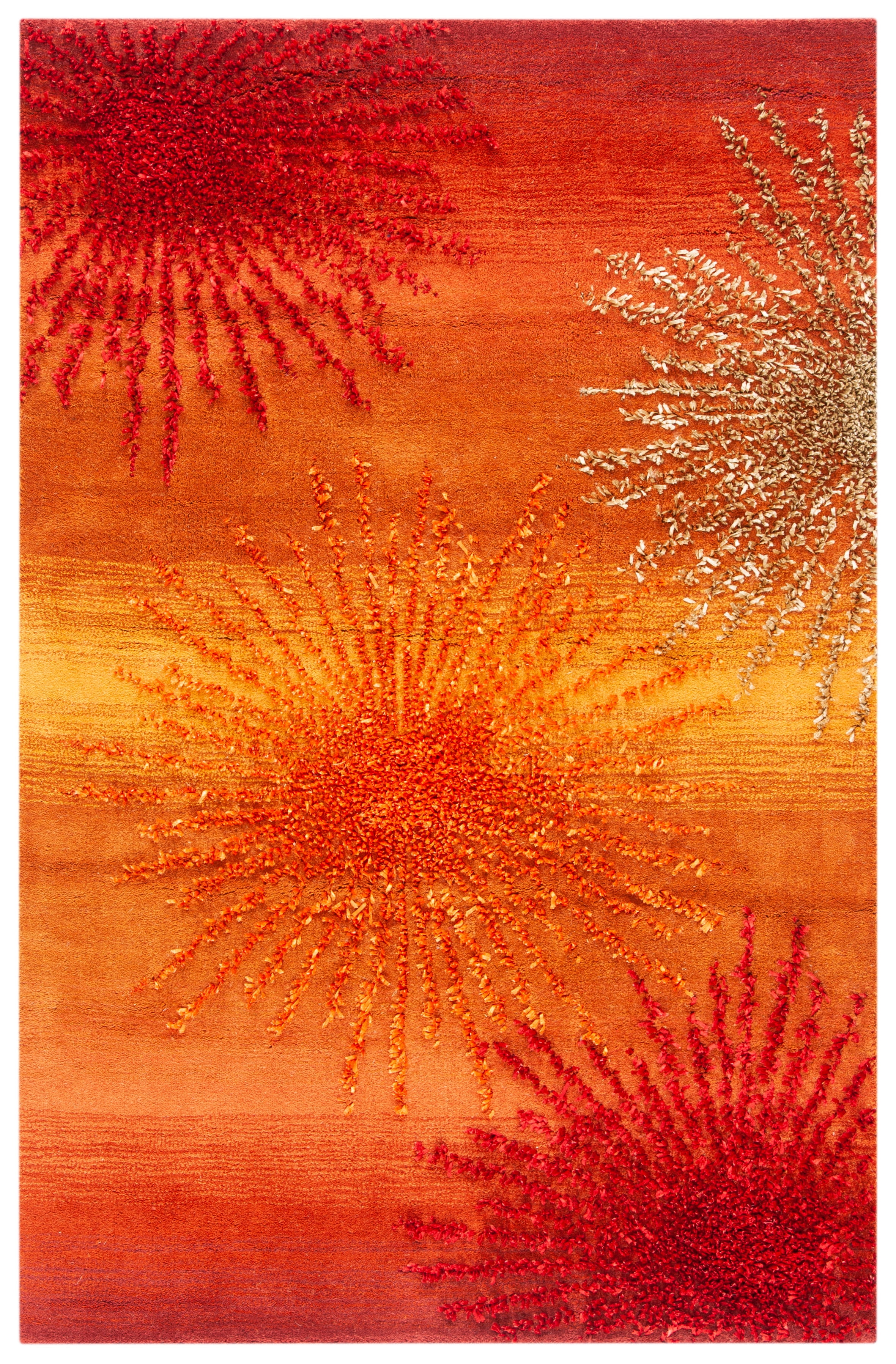 SAFAVIEH Soho Fiesta Geometric Area Rug, Rust/Multi, 3'6" x 5'6 ...