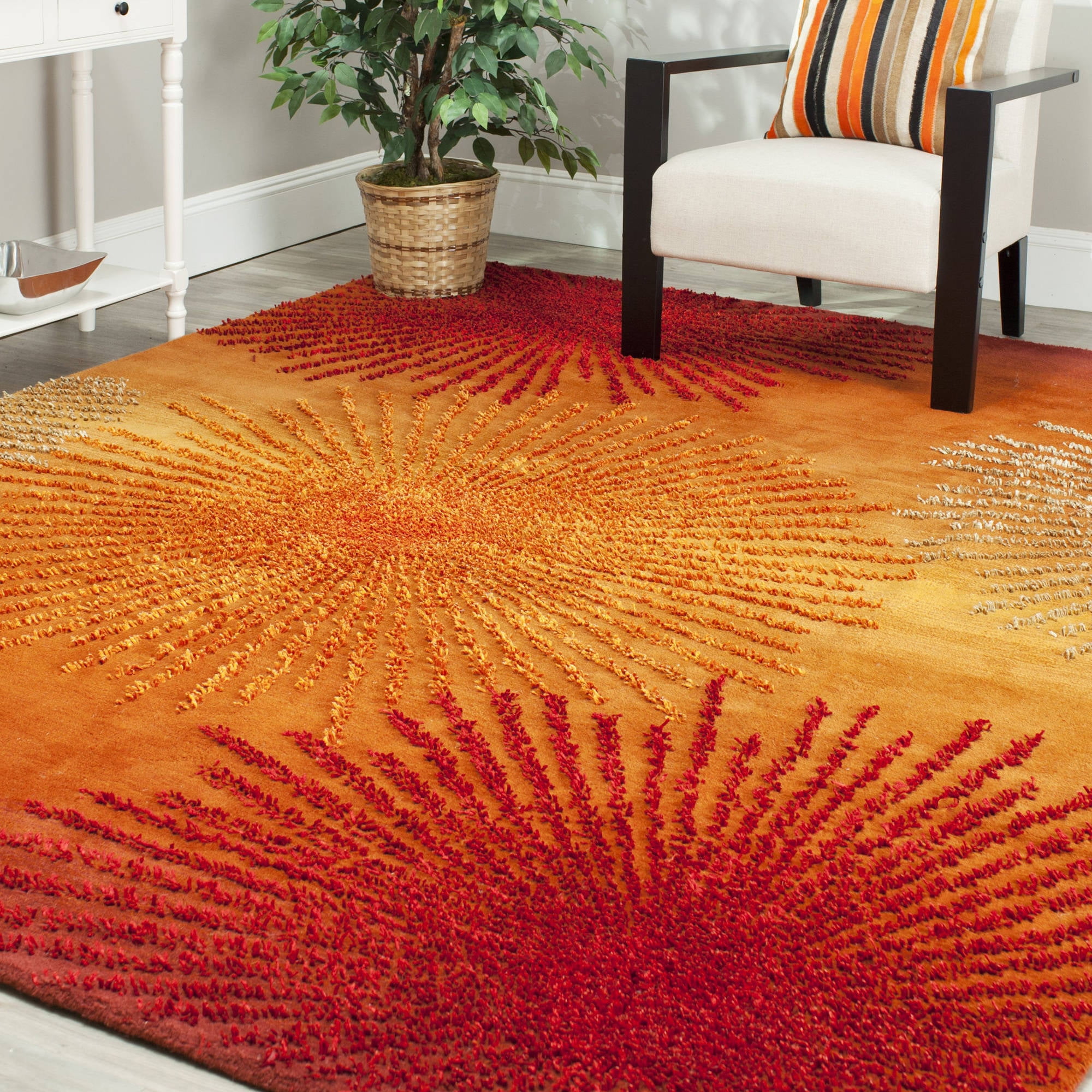 SAFAVIEH Soho Fiesta Celebration Wool Area Rug, Rust/Multi, 7'6" x 9'6 ...
