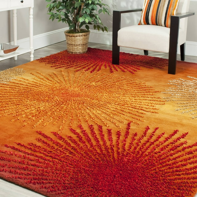 SAFAVIEH Soho Fiesta Celebration Wool Area Rug, Rust/Multi, 7'6" x 9'6 ...