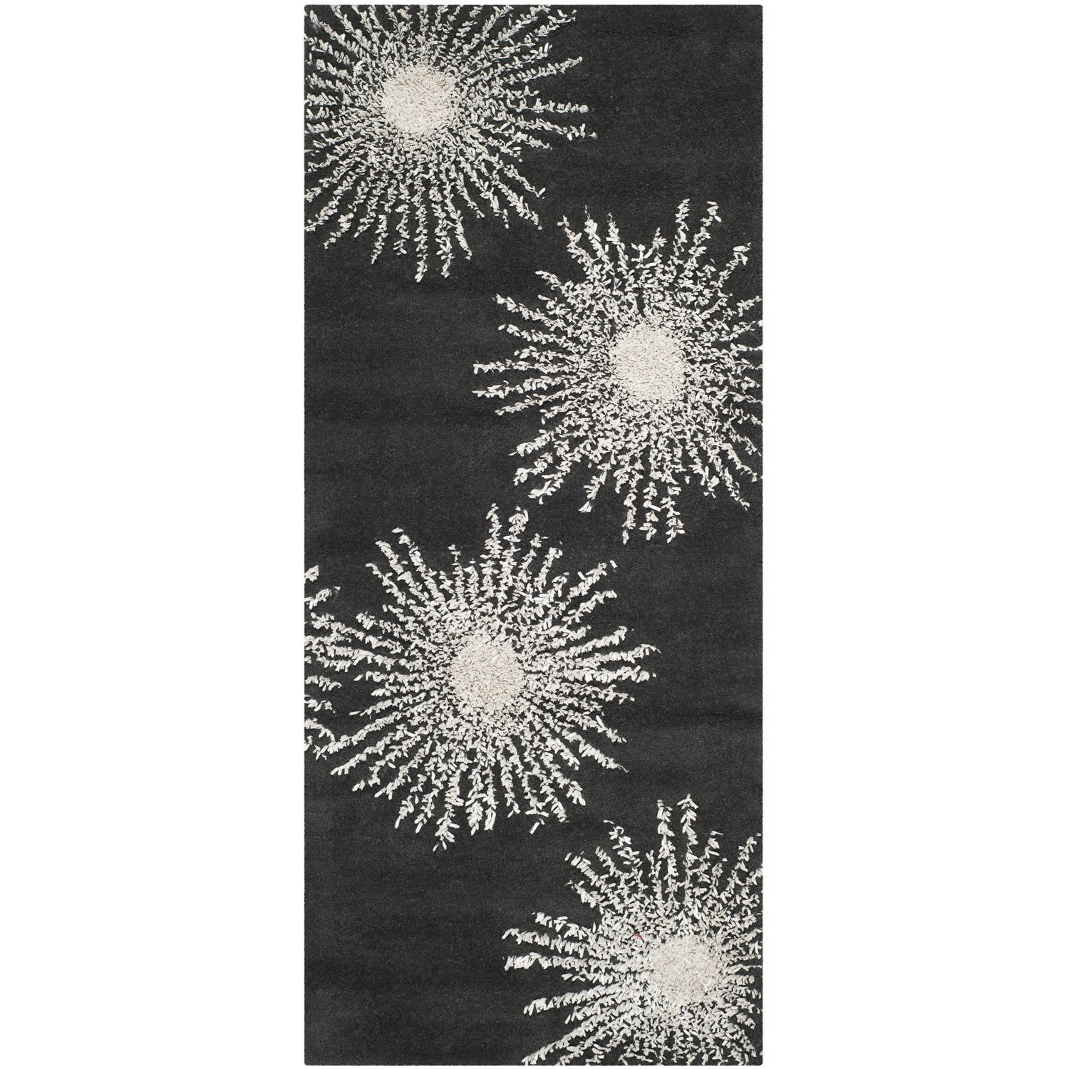 SAFAVIEH Soho Fiesta Celebration Wool Runner Rug, Charcoal/Ivory, 2'6 ...