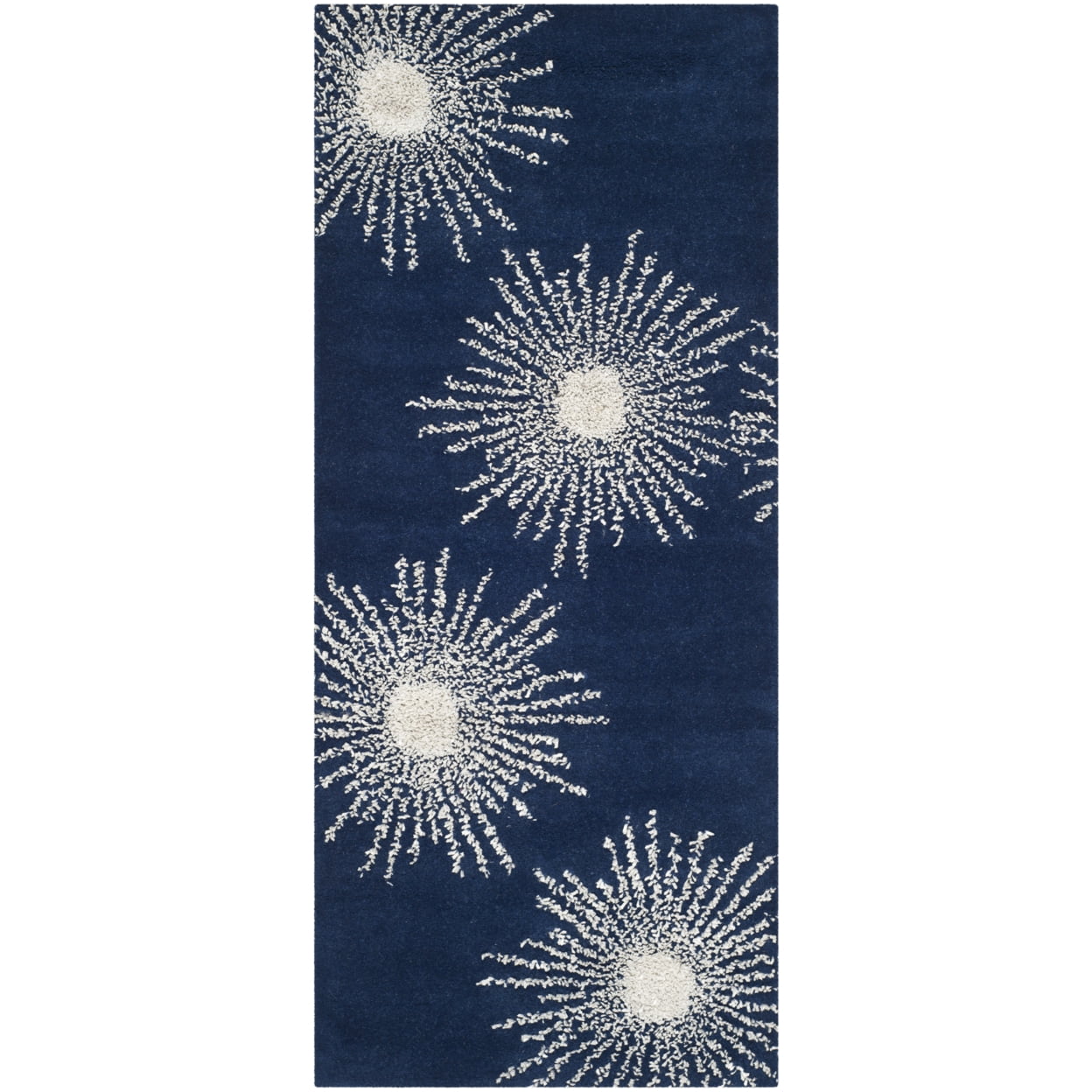 SAFAVIEH Soho Fiesta Celebration Wool Runner Rug, Dark Blue/Ivory, 2'6 ...