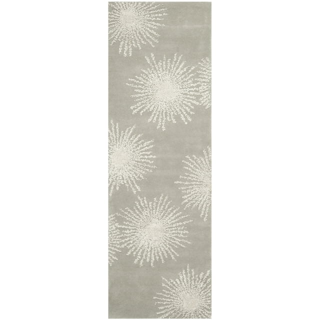 SAFAVIEH Soho Fiesta Celebration Wool Runner Rug, Grey/Ivory, 2'6" x 6 ...