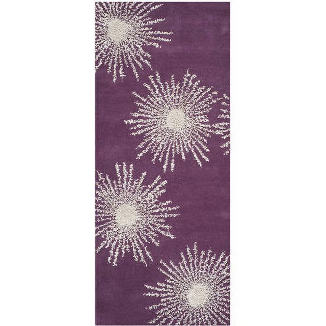 SAFAVIEH Soho Fiesta Celebration Wool Runner Rug, Purple/Ivory, 2'6" x ...