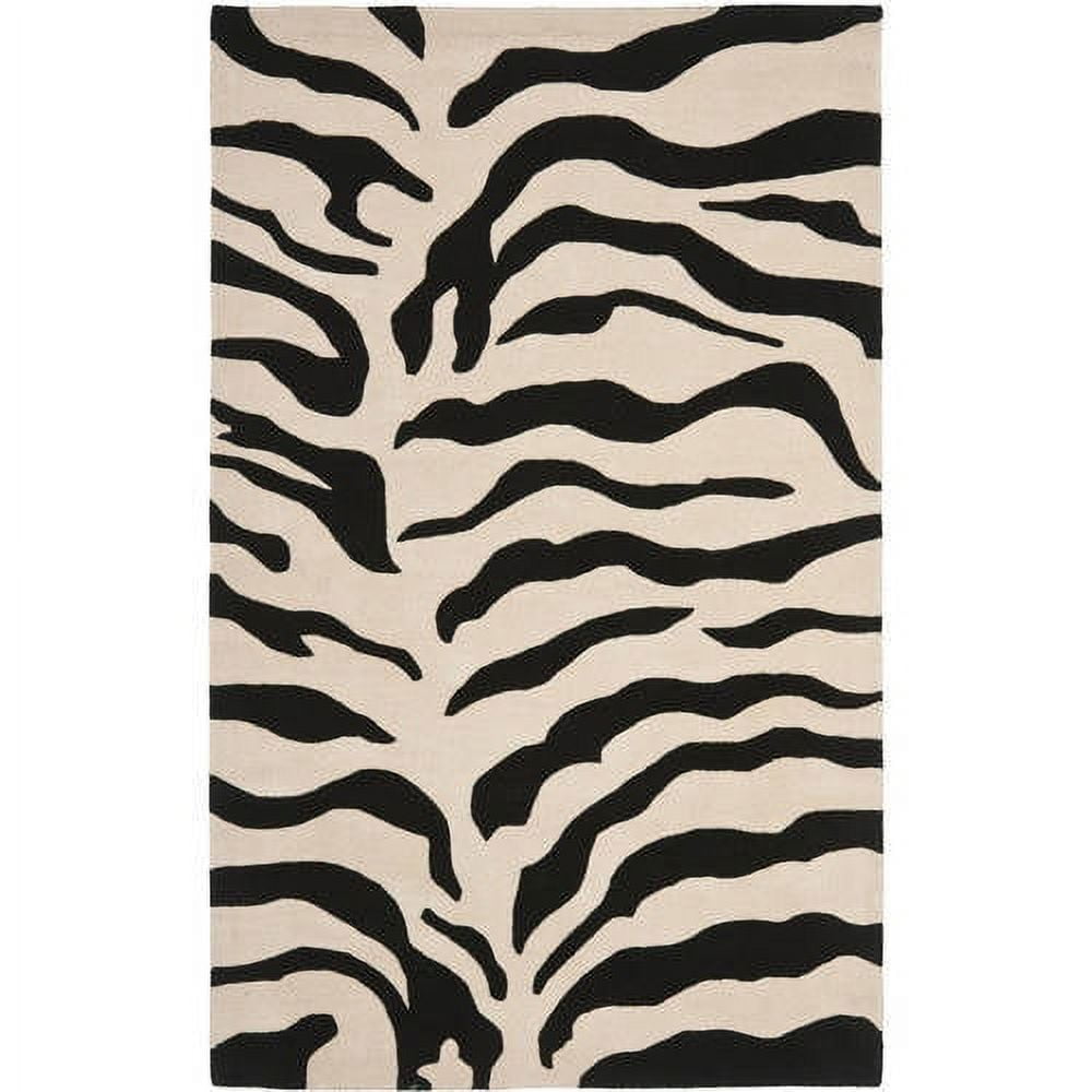 SAFAVIEH Soho Frazier Zebra Striped Wool Area Rug, Beige/Black, 6' x 6 ...