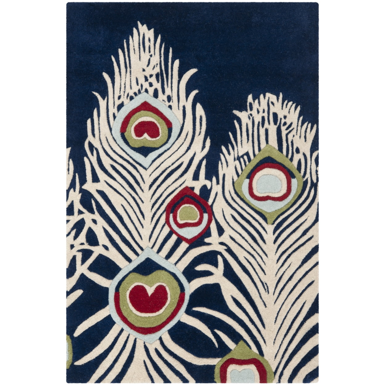 SAFAVIEH Soho Fulton Peacock Feather Wool Area Rug, Blue/Ivory, 2'6" x ...