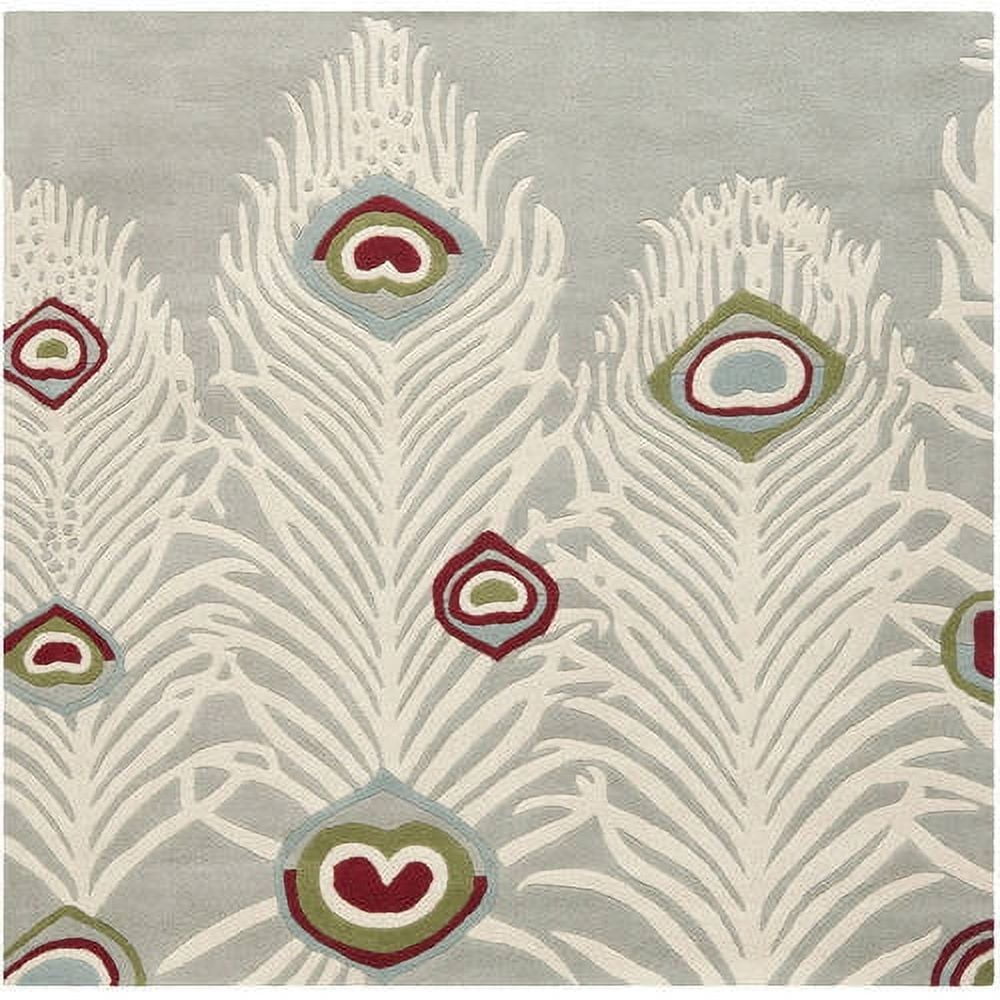 SAFAVIEH Soho Fulton Peacock Feather Wool Area Rug, Grey/Ivory, 8' x 8 ...