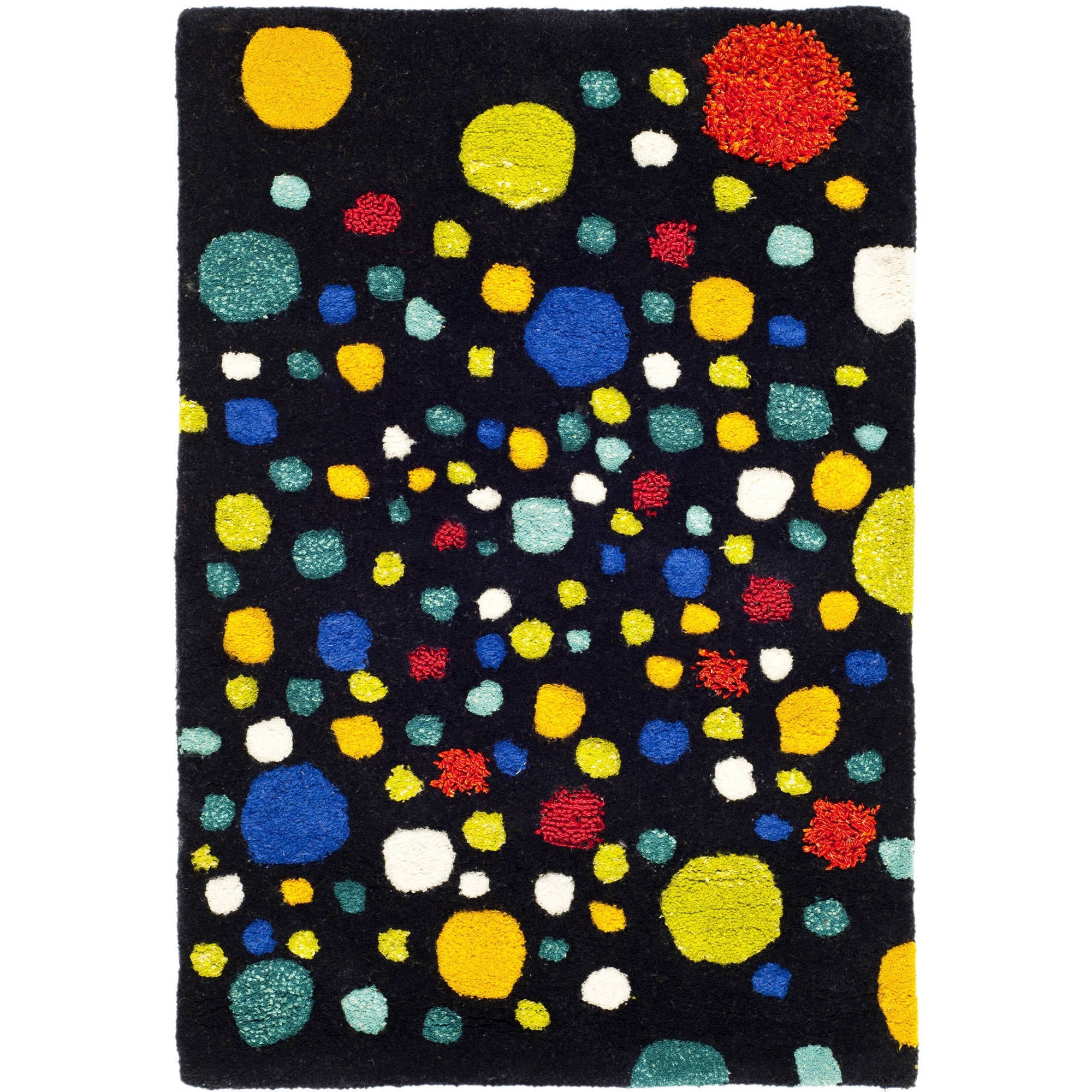 SAFAVIEH Soho Jacob Polka Dots Wool Area Rug, Black/Multi, 2' x 3 ...