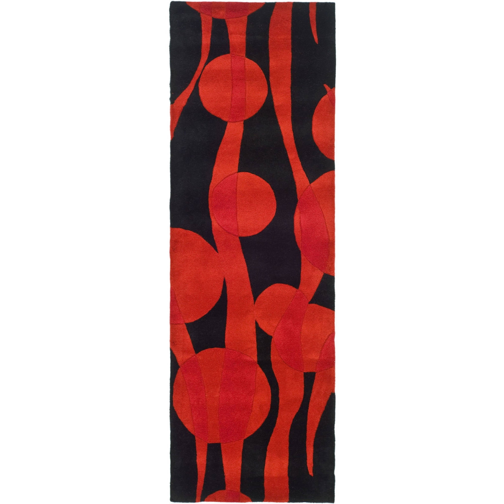SAFAVIEH Soho Josie Abstract Wool Runner Rug, Black/Red, 2'6" x 12 ...