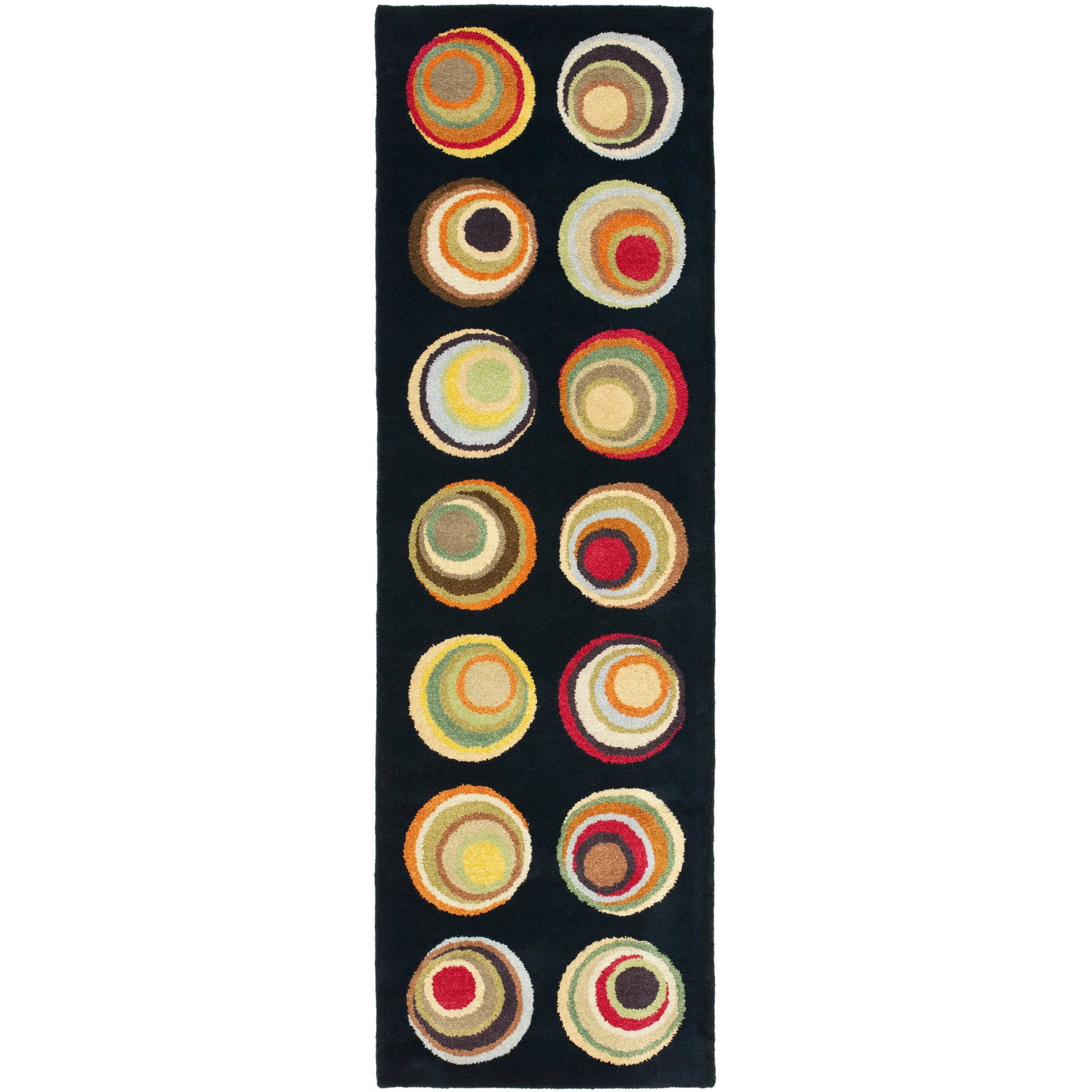 SAFAVIEH Soho Kendall Geometric Wool Runner Rug, Black/Multi, 2'6" x 8 ...