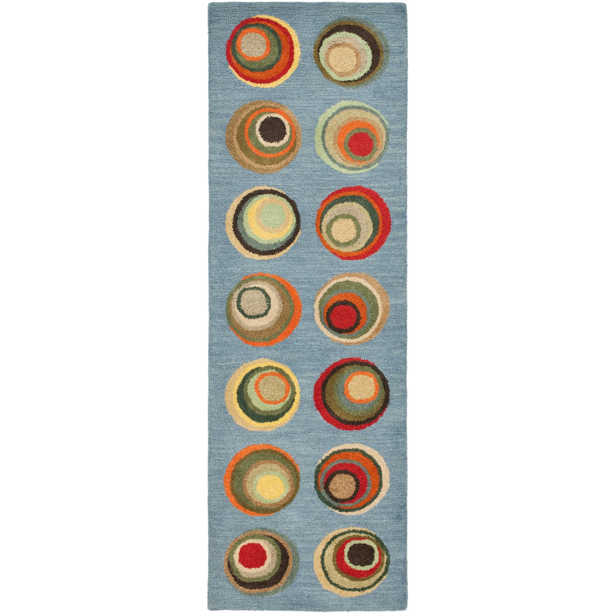 SAFAVIEH Soho Kendall Geometric Wool Runner Rug, Blue/Multi, 2'6" x 8 ...
