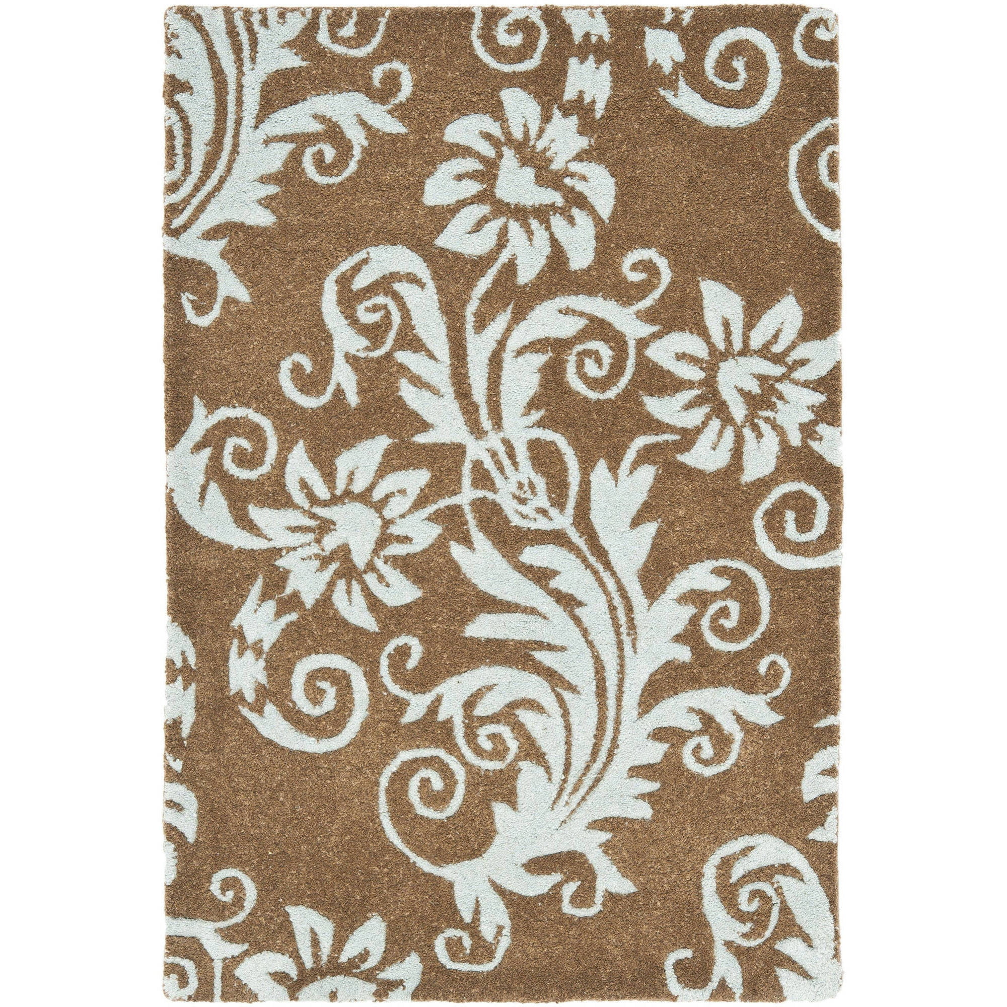 SAFAVIEH Soho Logan Floral Wool Area Rug, Light Brown/Blue, 2' x 3 ...