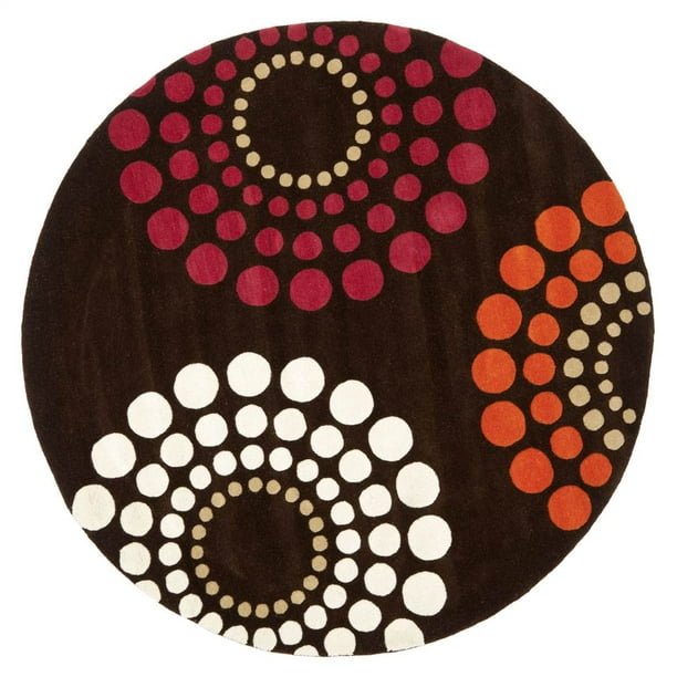SAFAVIEH Soho Louise Polka Dots Wool Area Rug, Brown/Multi, 6' x 6 ...