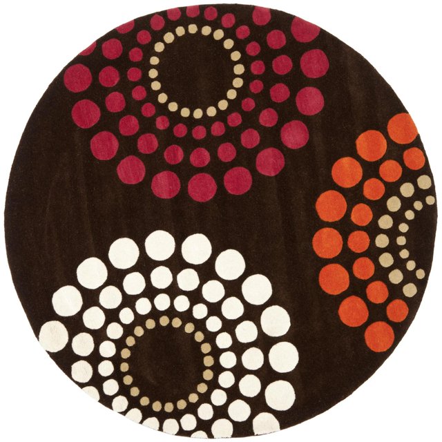 SAFAVIEH Soho Louise Polka Dots Wool Area Rug, Brown/Multi, 6' x 6 ...