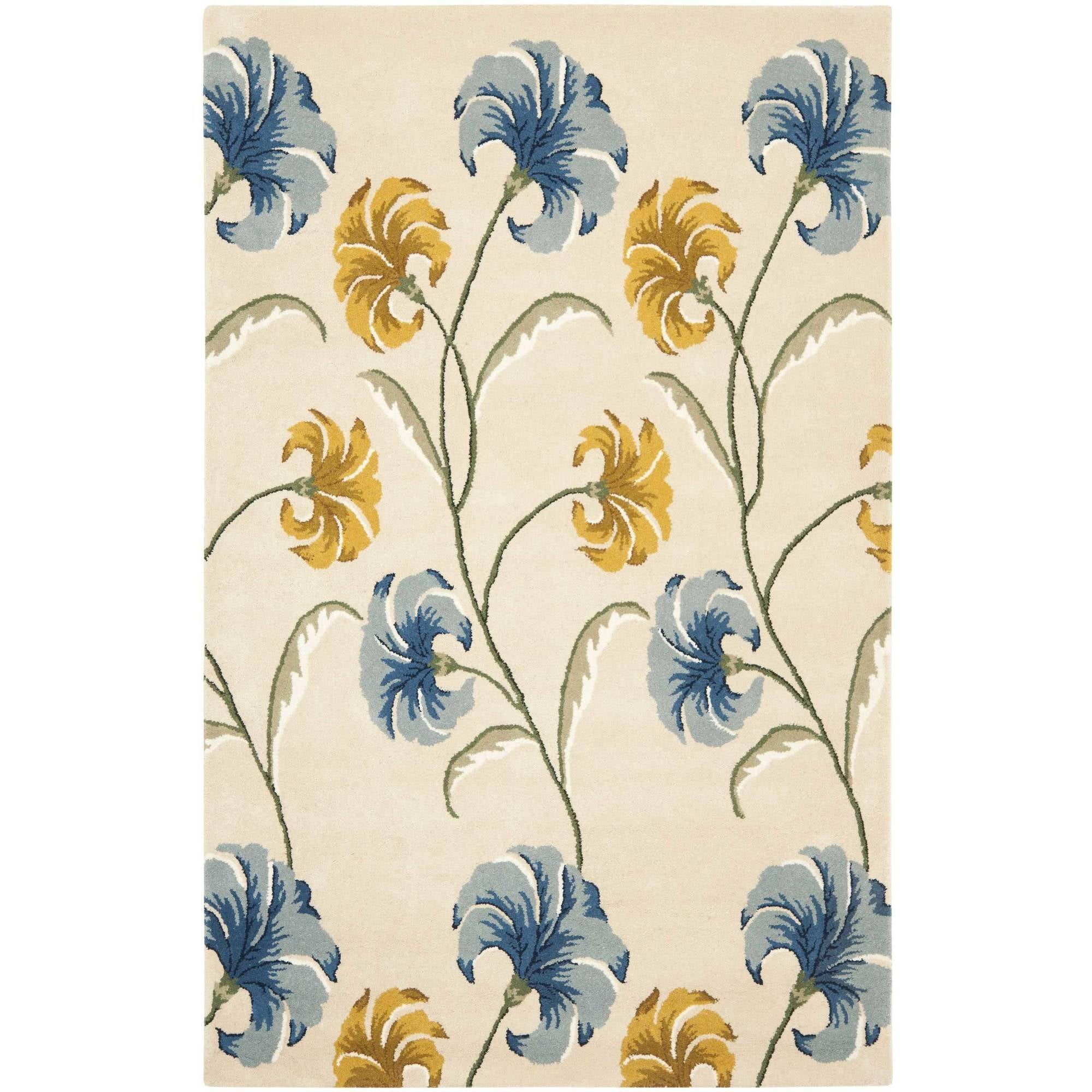 SAFAVIEH Soho Noah Floral Wool Area Rug, Beige/Multi, 3'6" x 5'6 ...