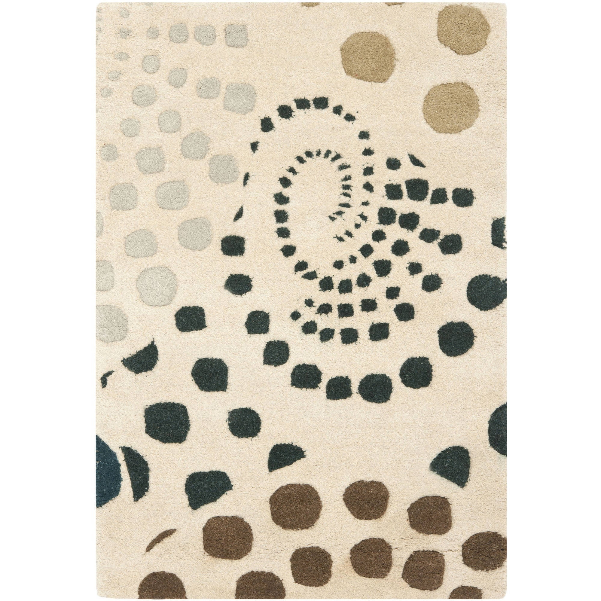 SAFAVIEH Soho Roden Polka Dots Wool Area Rug, Beige/Multi, 2' x 3 ...