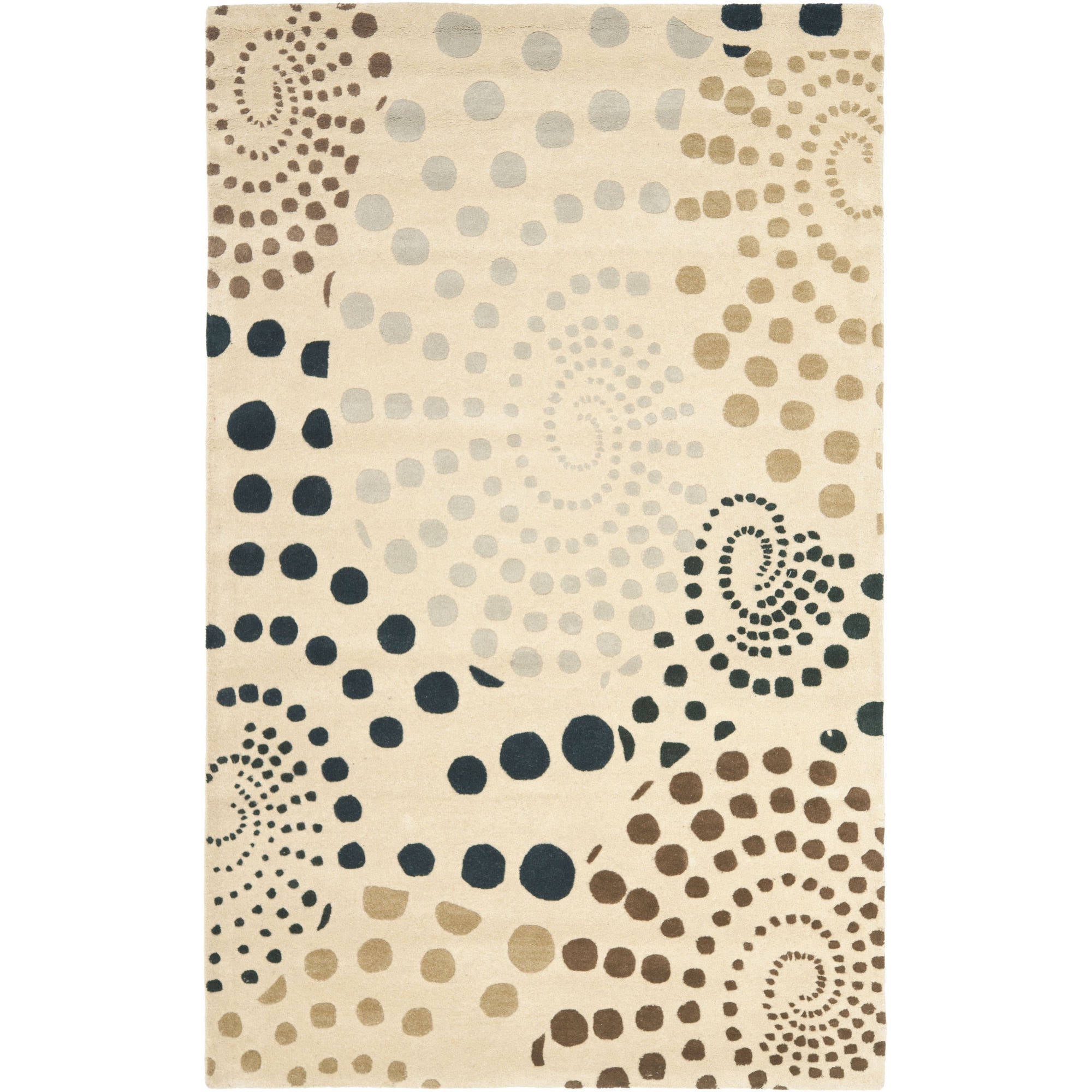SAFAVIEH Soho Roden Polka Dots Wool Area Rug, Beige/Multi, 5' x 8 ...
