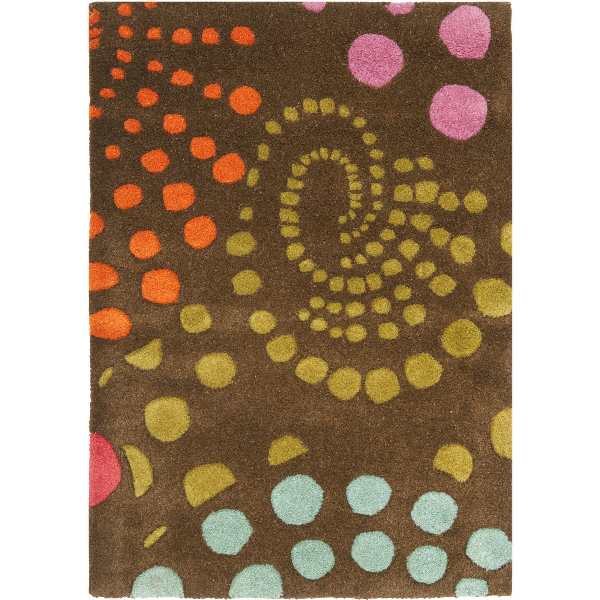 SAFAVIEH Soho Roden Polka Dots Wool Area Rug, Brown/Multi, 2' x 3 ...