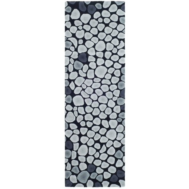 SAFAVIEH Soho Stones Accent Wool Runner Rug, Grey/Ivory, 2'6" x 8 ...