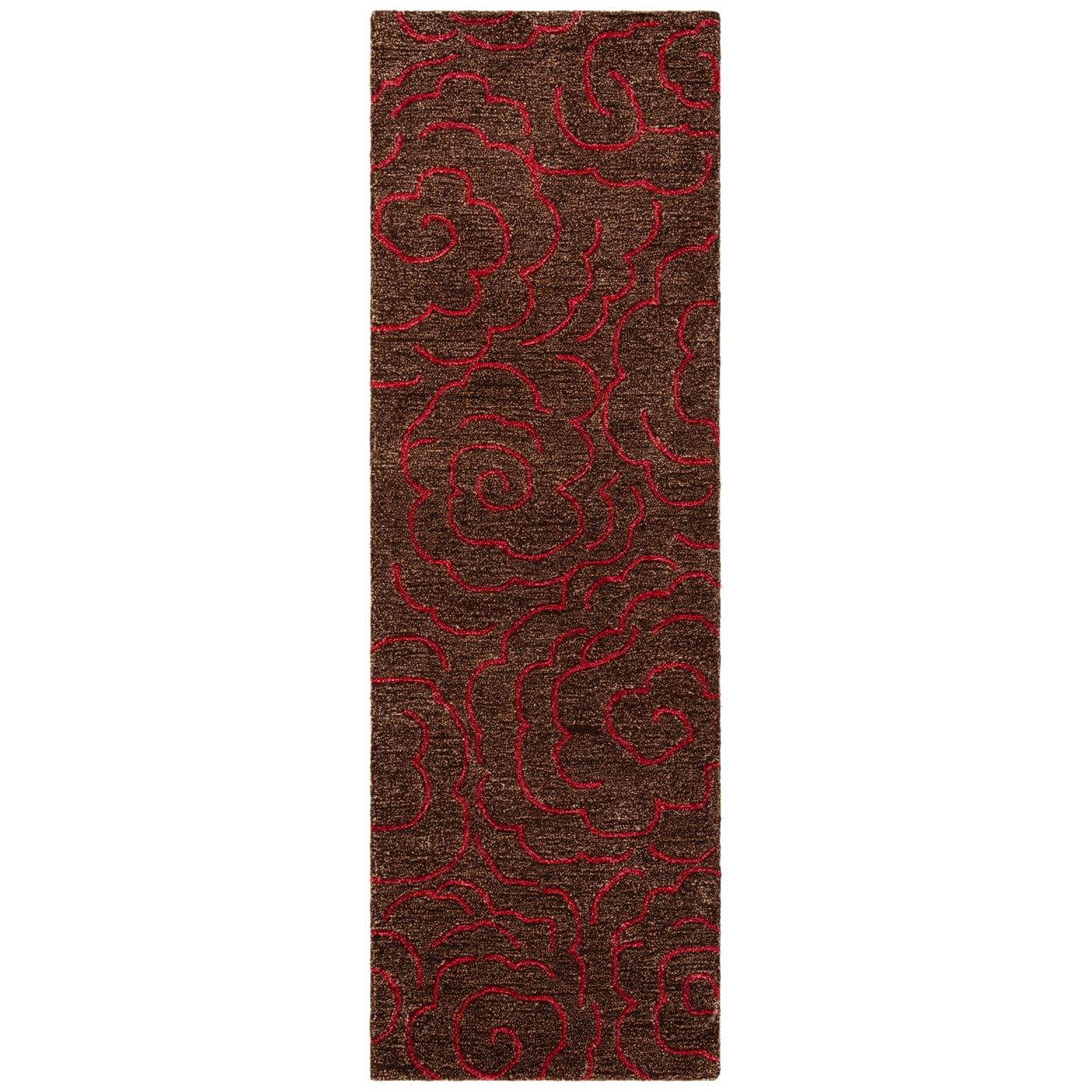 SAFAVIEH Soho Trinity Floral Wool Runner Rug, Chocolate/Red, 2'6" x 10 ...