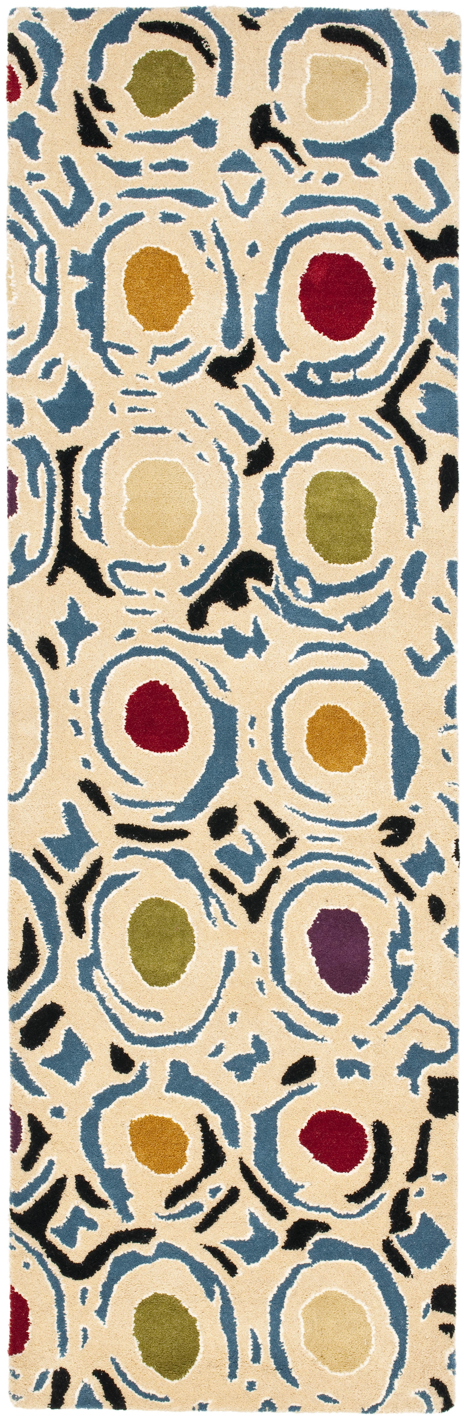 SAFAVIEH Soho Venice Abstract Wool Runner Rug, Ivory/Multi, 2'6" x 12 ...