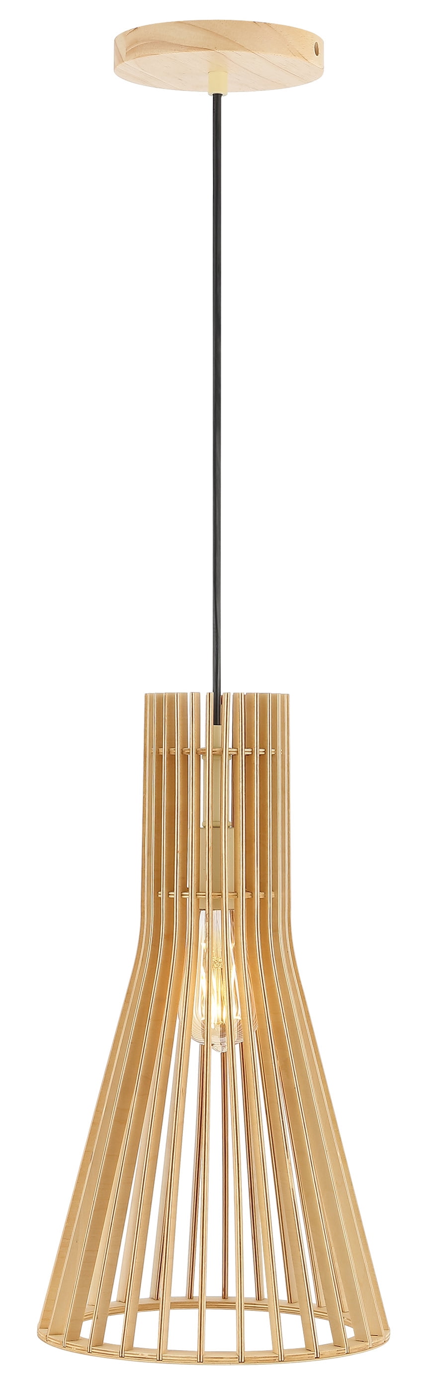 SAFAVIEH Sonjay Natural Wood Pendant Light with Natural Wood Shade ...