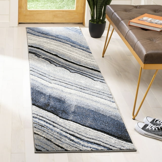 SAFAVIEH Spirit Connell Abstract Runner Rug, Blue/Grey, 2' x 8 ...