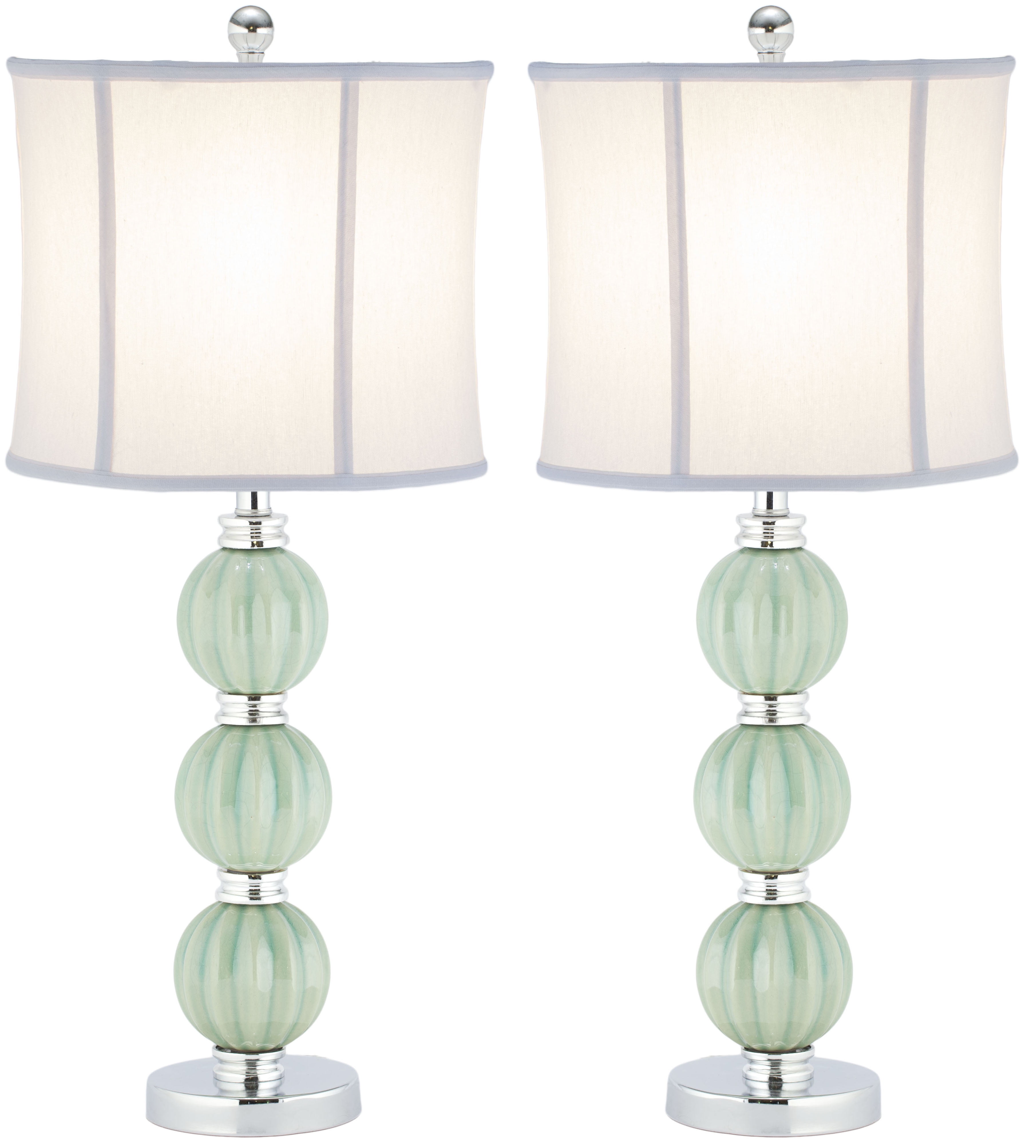 SAFAVIEH Stephanie 28 in. Green Ceramic Table Lamp w/Offwhite Cotton ...