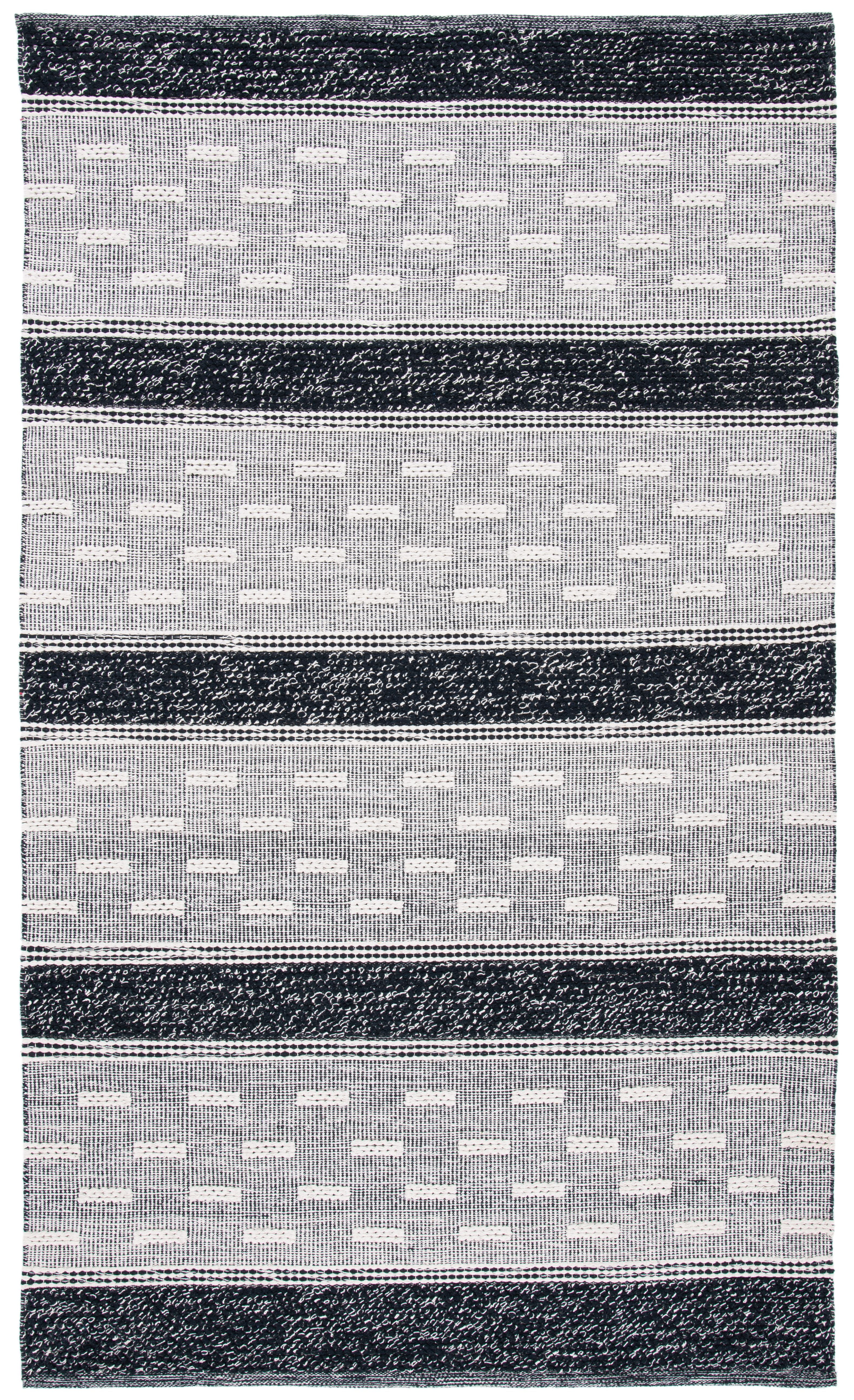 SAFAVIEH Striped Kilim Percival Striped Cotton Area Rug, Black/Ivory, 4 ...