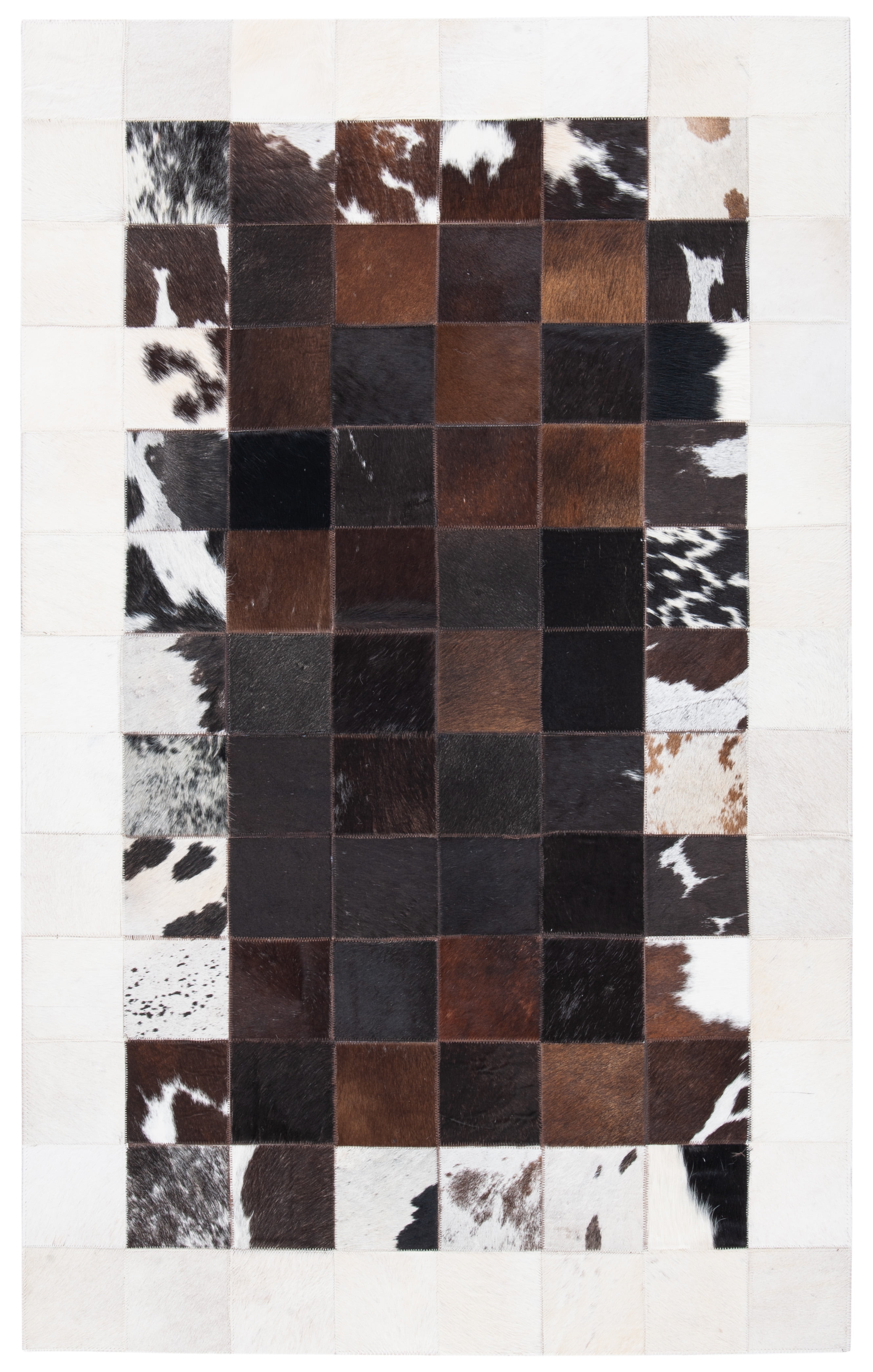 SAFAVIEH Studio Leather Henrietta Geometric Area Rug, Ivory/Brown, 3' x ...
