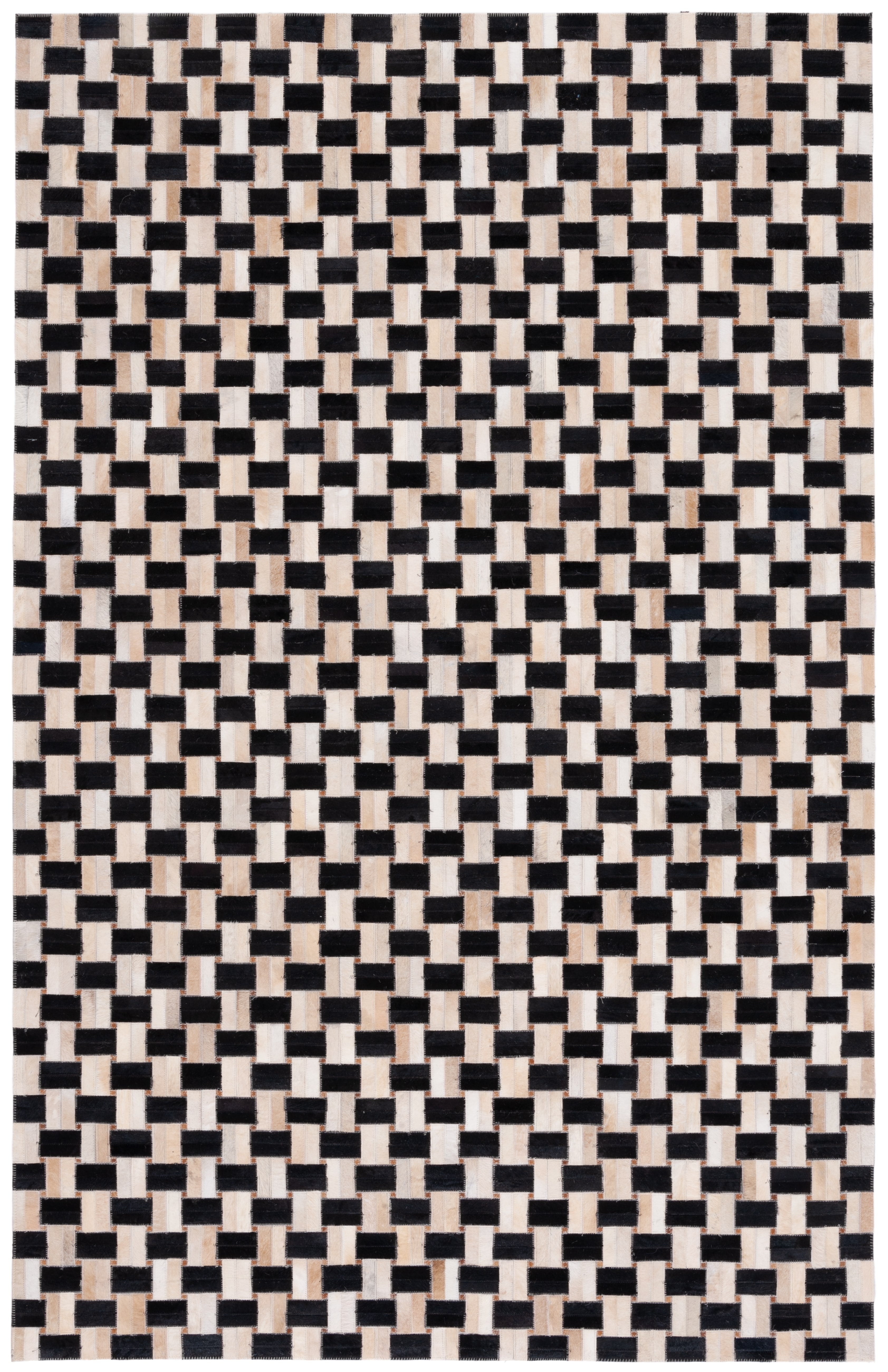 SAFAVIEH Studio Leather Ivy Geometric Area Rug, Black/Ivory, 8' x 10 ...