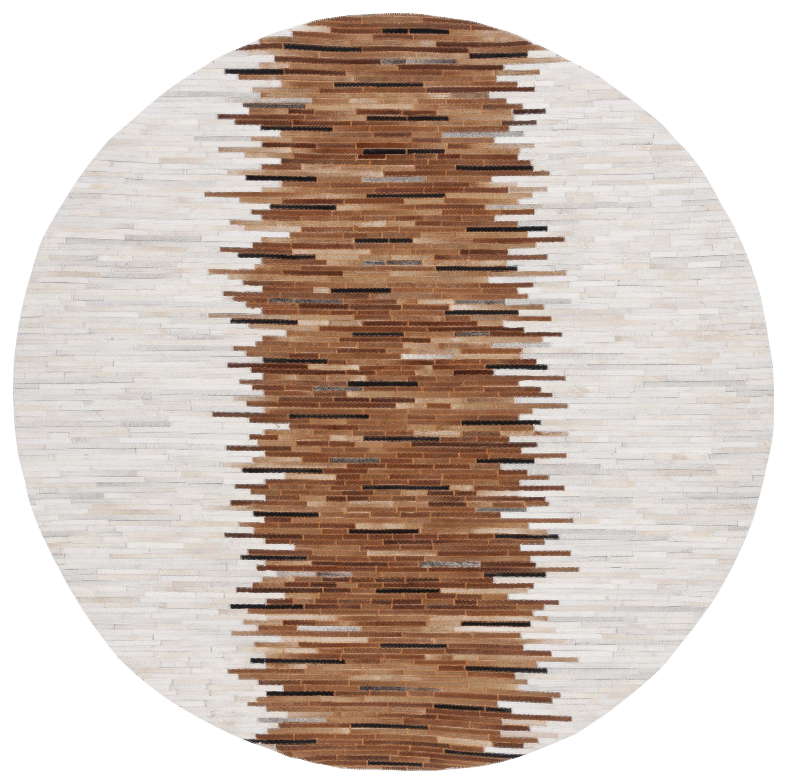 SAFAVIEH Studio Leather Bernadette Striped Area Rug, Ivory/Brown, 6' x ...