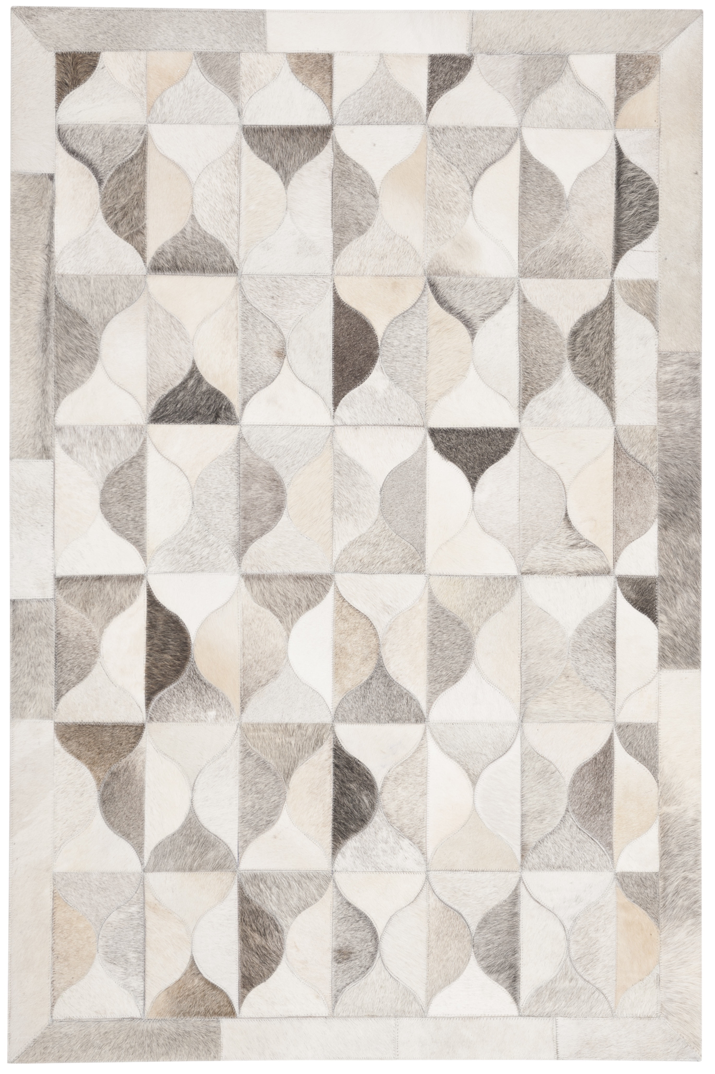SAFAVIEH Studio Leather Salima Geometric Area Rug, Grey/Ivory, 3' x 5 ...
