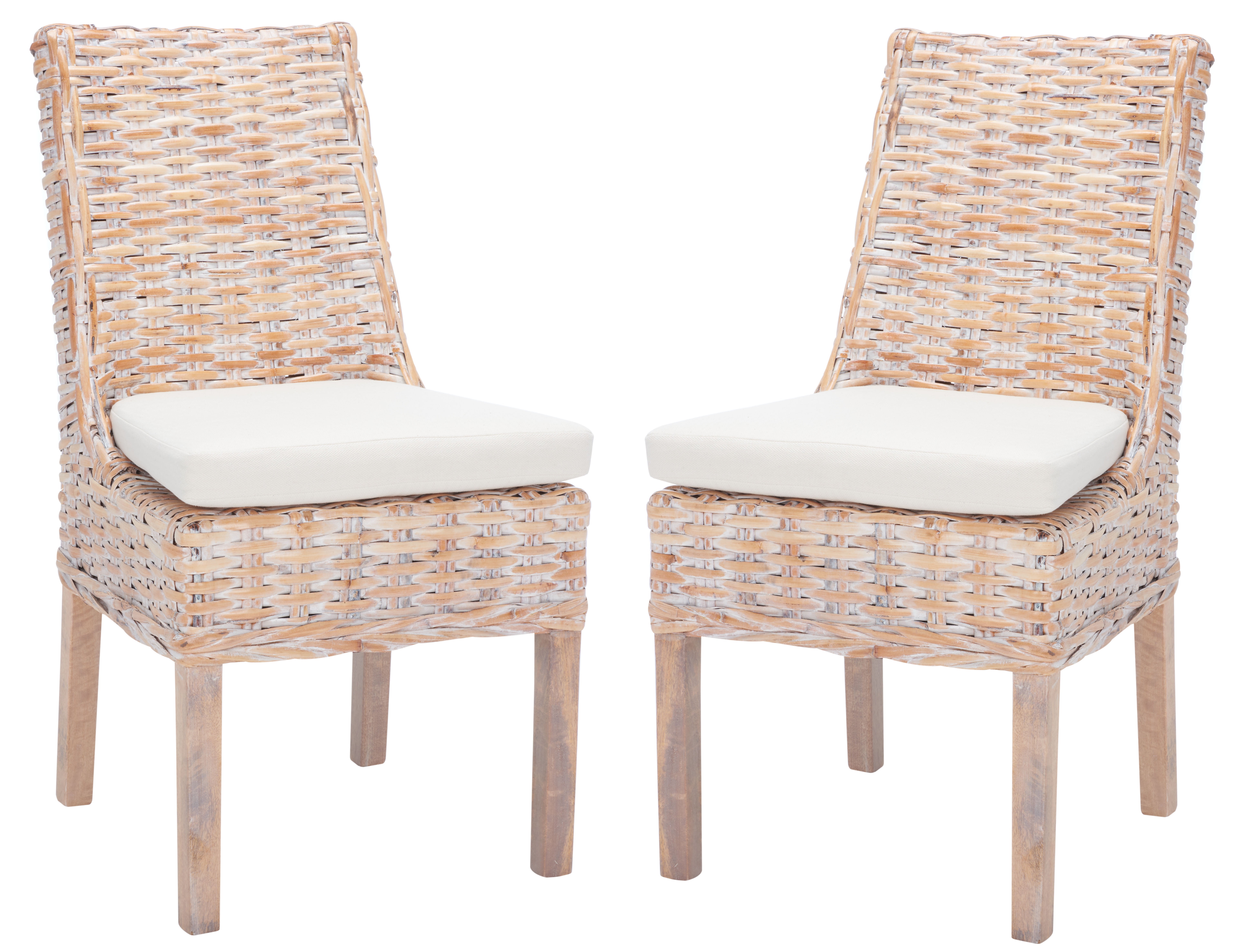 SAFAVIEH Suncoast Classic Rattan Solid Dining Parsons Chair, Natural ...