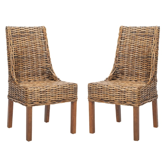 SAFAVIEH Suncoast Nautical Rattan Solid Dining Parsons Chair, Walnut ...