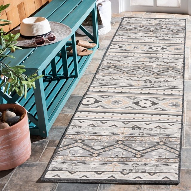 SAFAVIEH Sunrise Katie Floral Reversible Indoor/Outdoor Area Rug, Grey ...