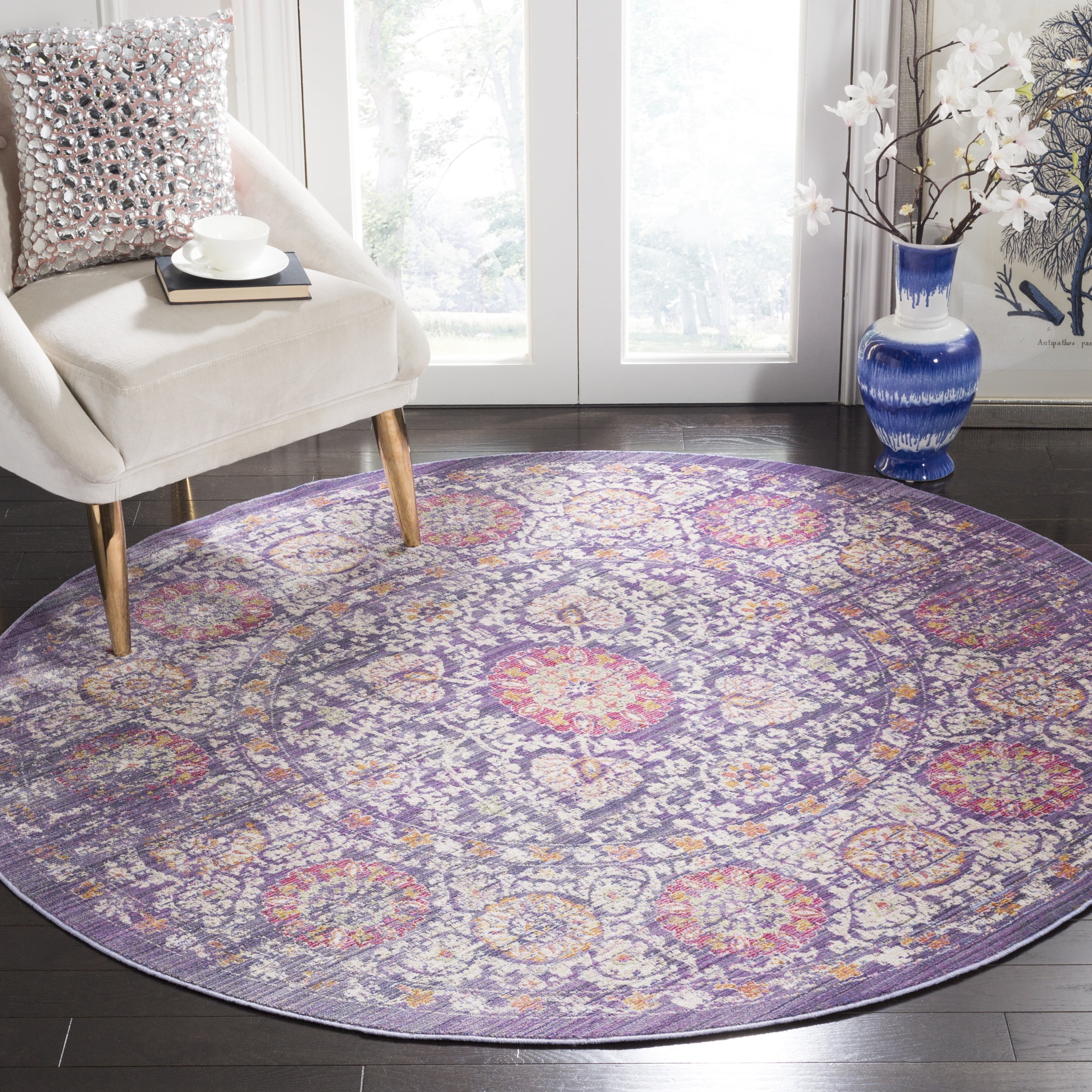 SAFAVIEH Sutton Roswell Transitional Area Rug, Lavender/Ivory, 6' x 6 ...