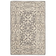 SAFAVIEH Kilim Jasmine Checkered Wool Area Rug, Light Grey/Brown, 5' x ...