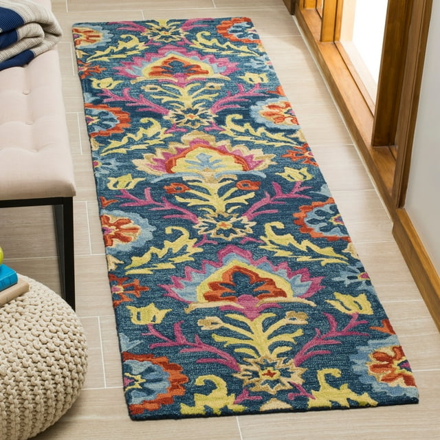 SAFAVIEH Suzani SZN312A Hand-hooked Blue / Multi Rug - Walmart.com