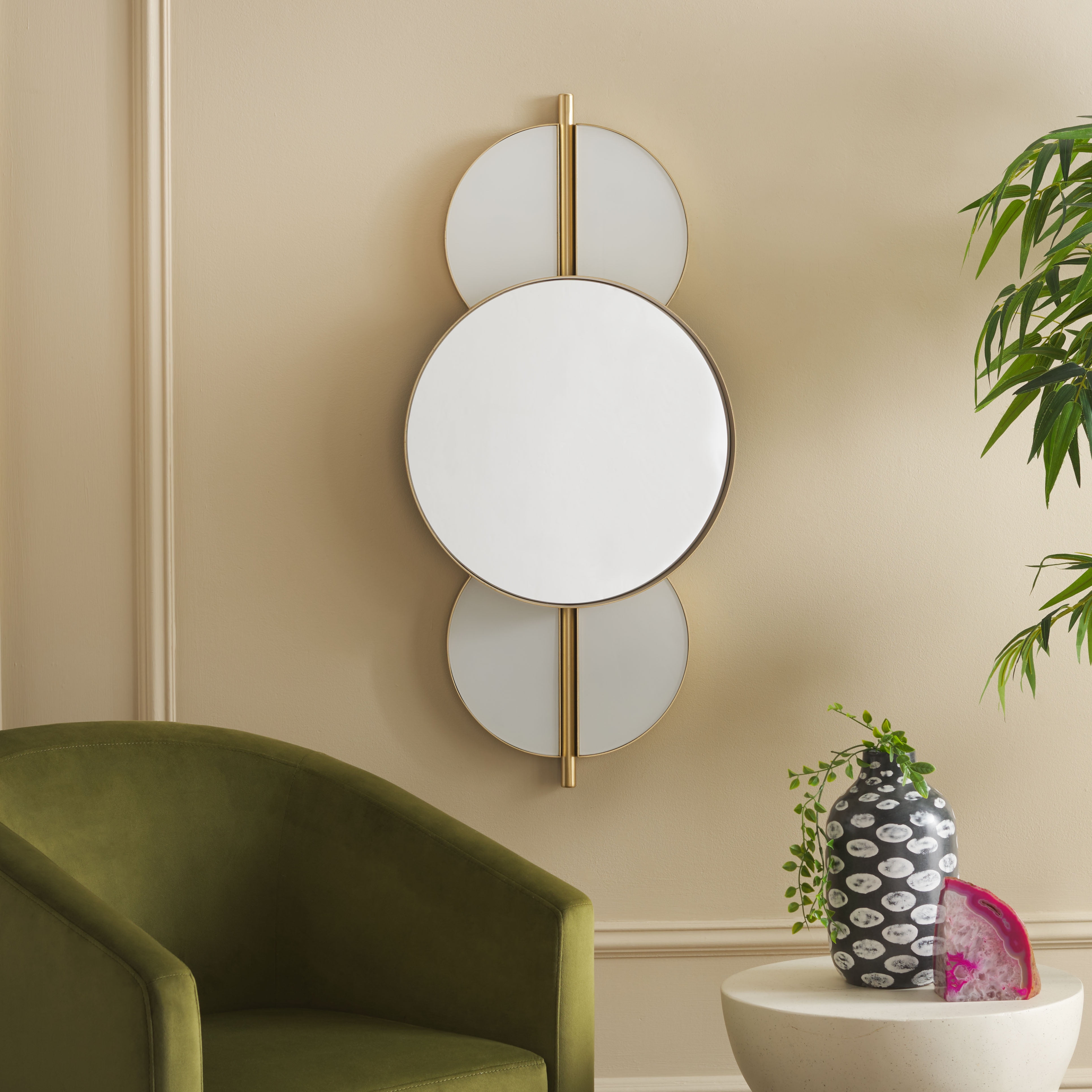SAFAVIEH Syrus 16.5 in. Round Solid Frame Mirror, Gold/White - Walmart.com